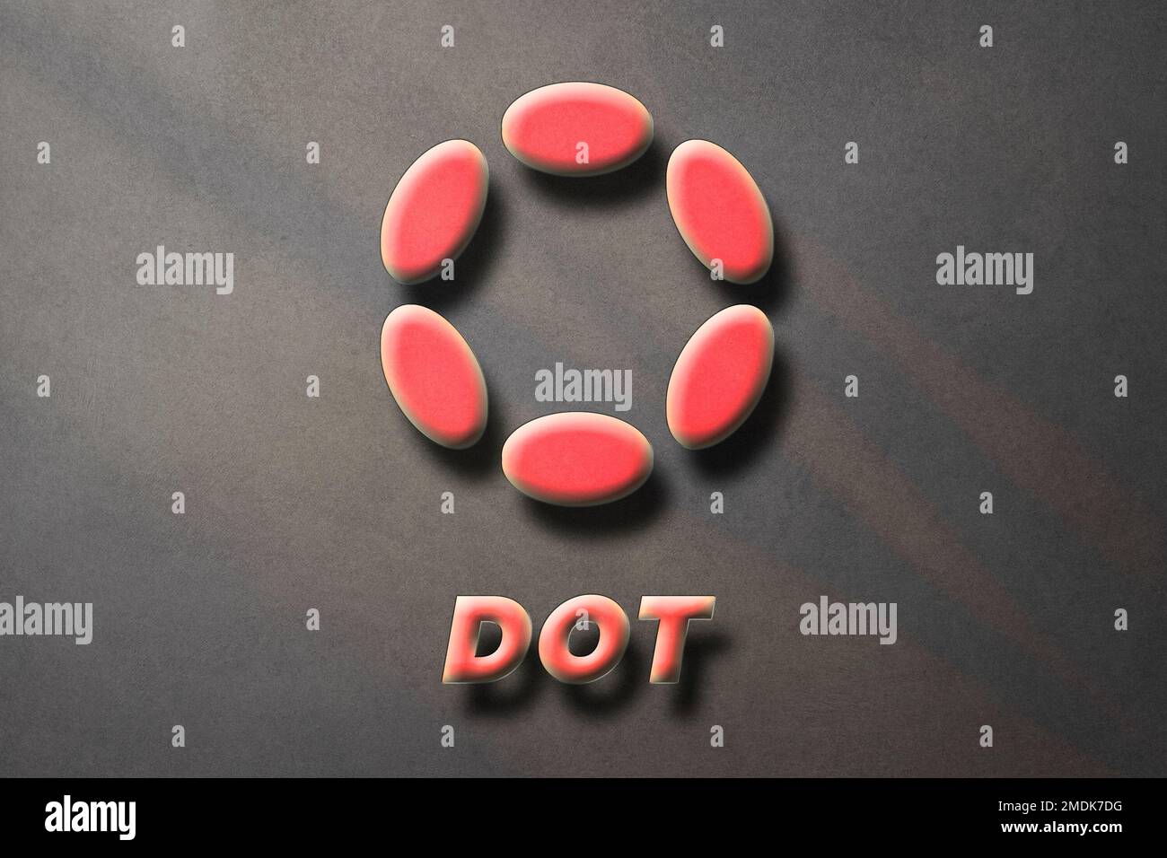 Poldadot DOT Cryptocurrency 3D coin logo and symbol on brown background ...