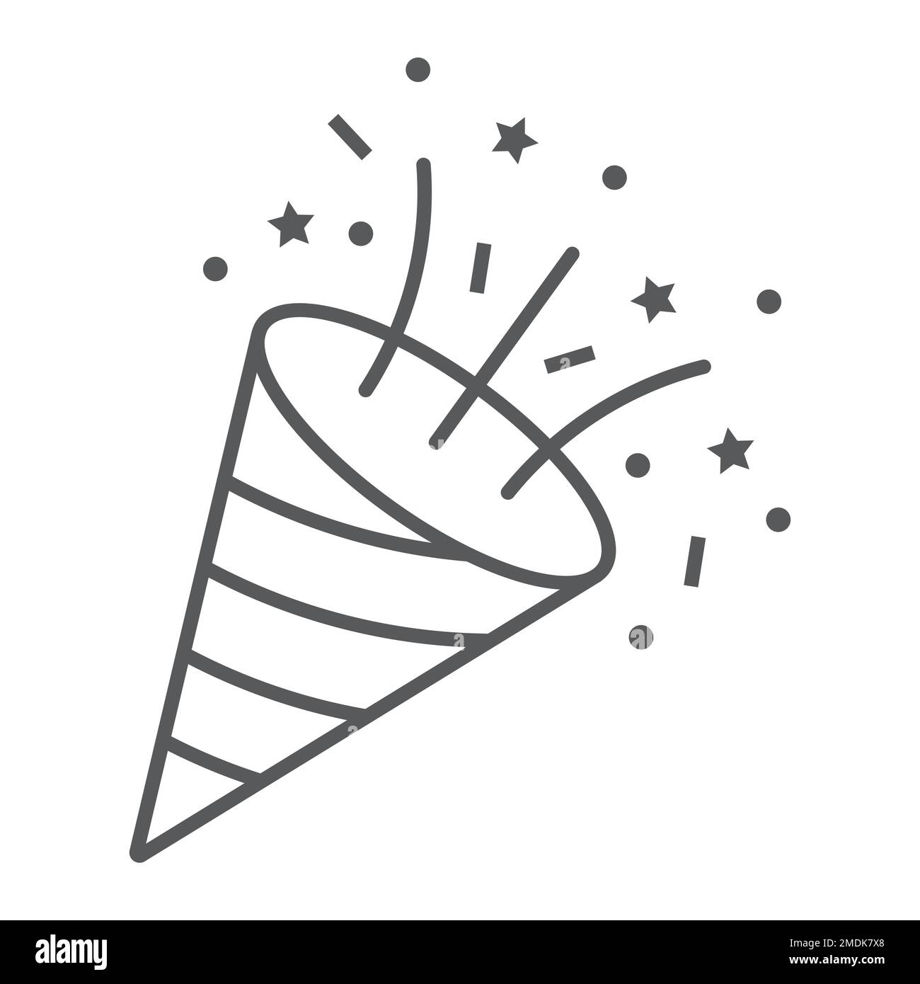 Confetti popper thin line icon, party and decoration, firecracker sign ...
