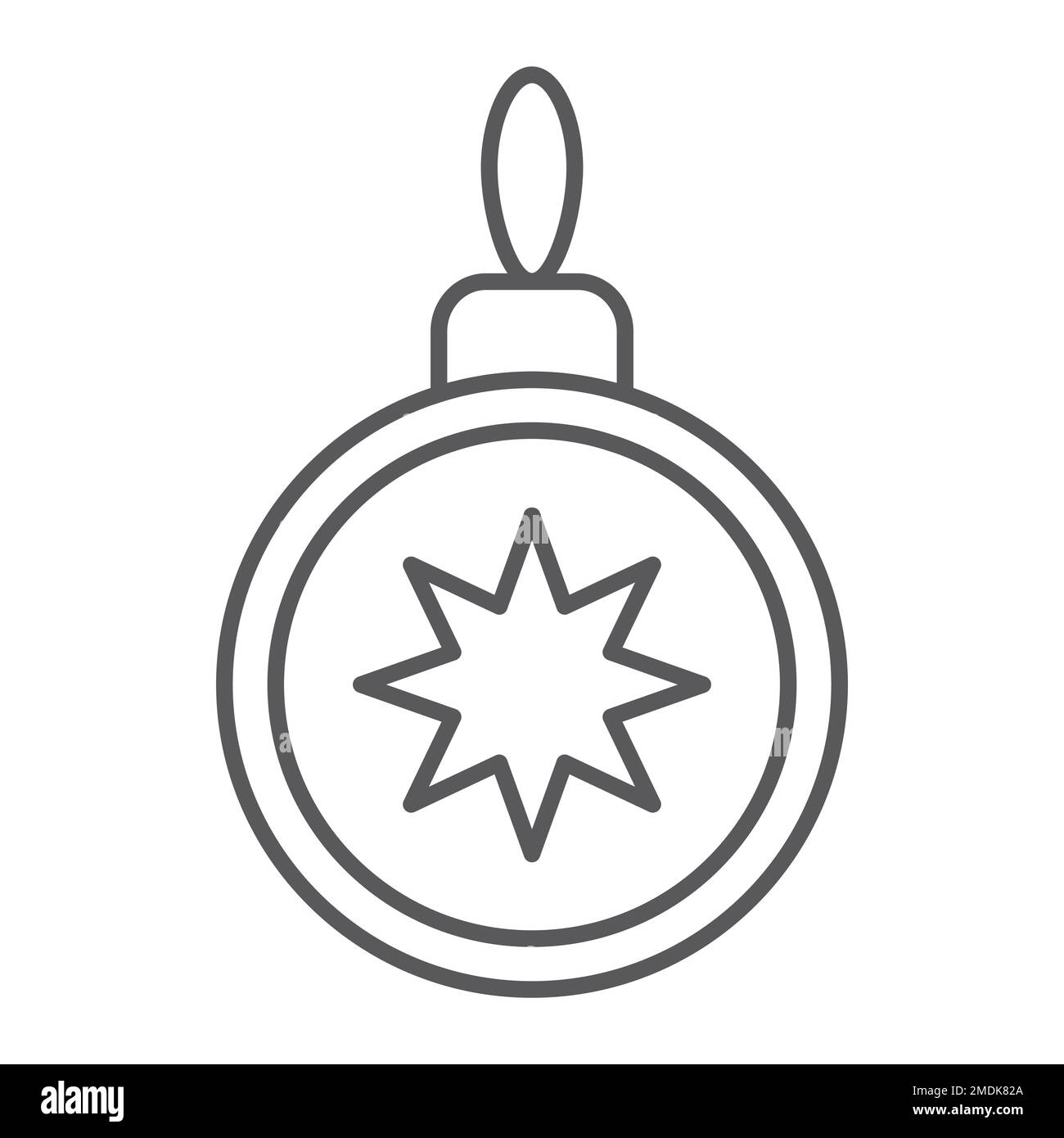 Christmas tree ball thin line icon, xmas and decoration, bauble sign ...