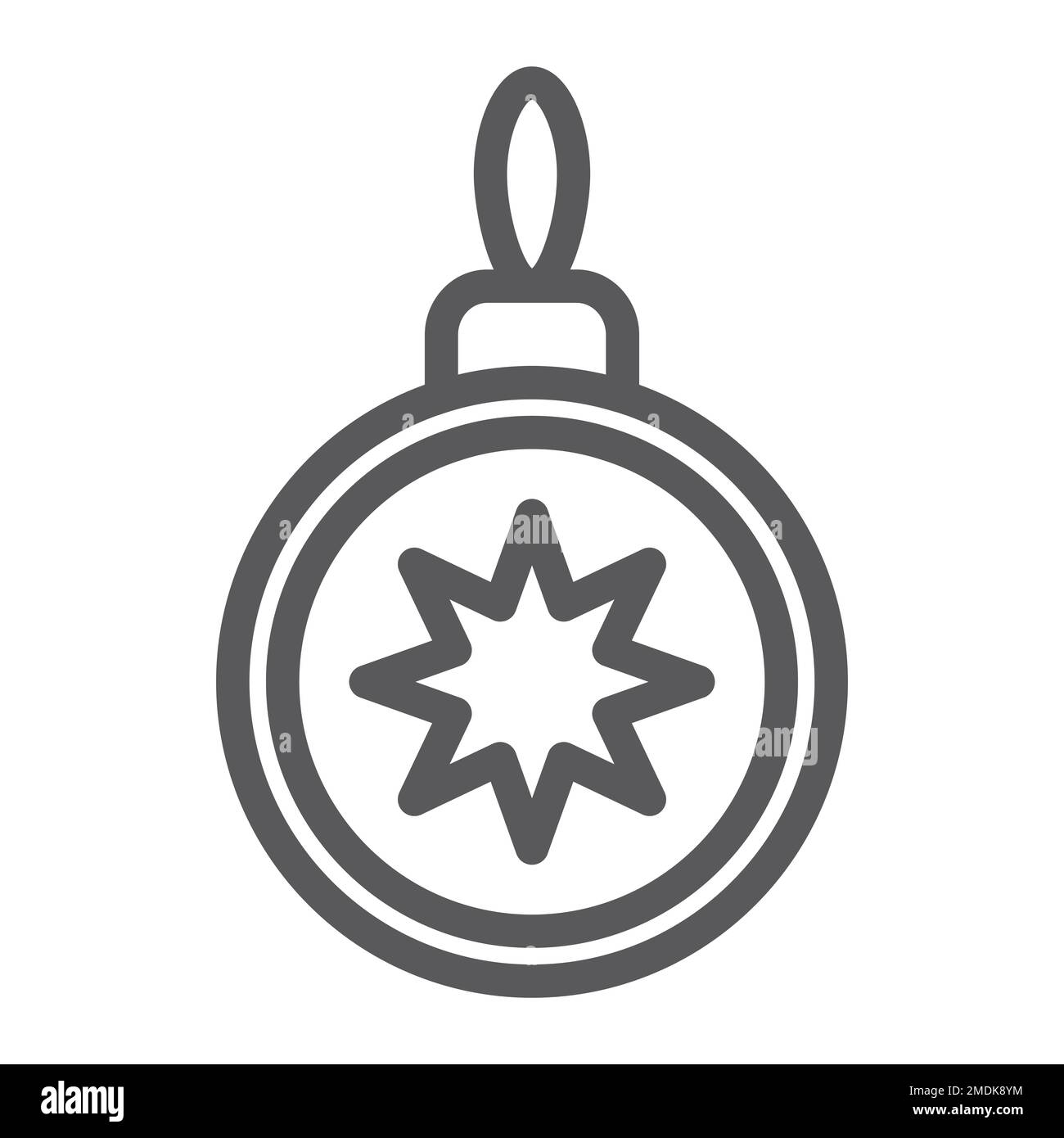 Christmas tree ball line icon, xmas and decoration, bauble sign, vector ...