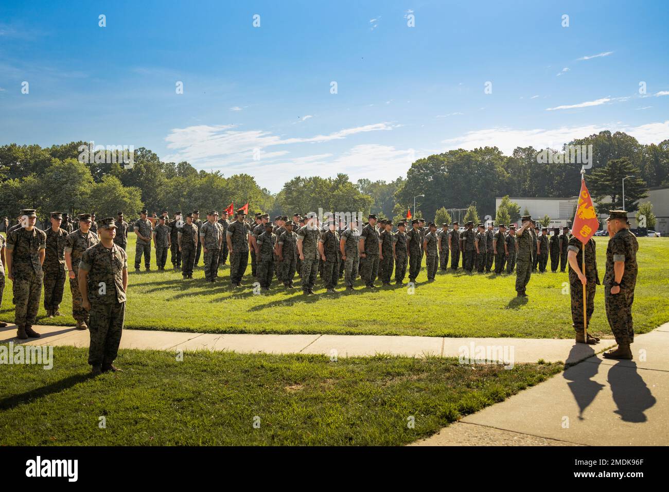 Weapons Platoon, Combat Instructor Battalion, holds a formation for an ...