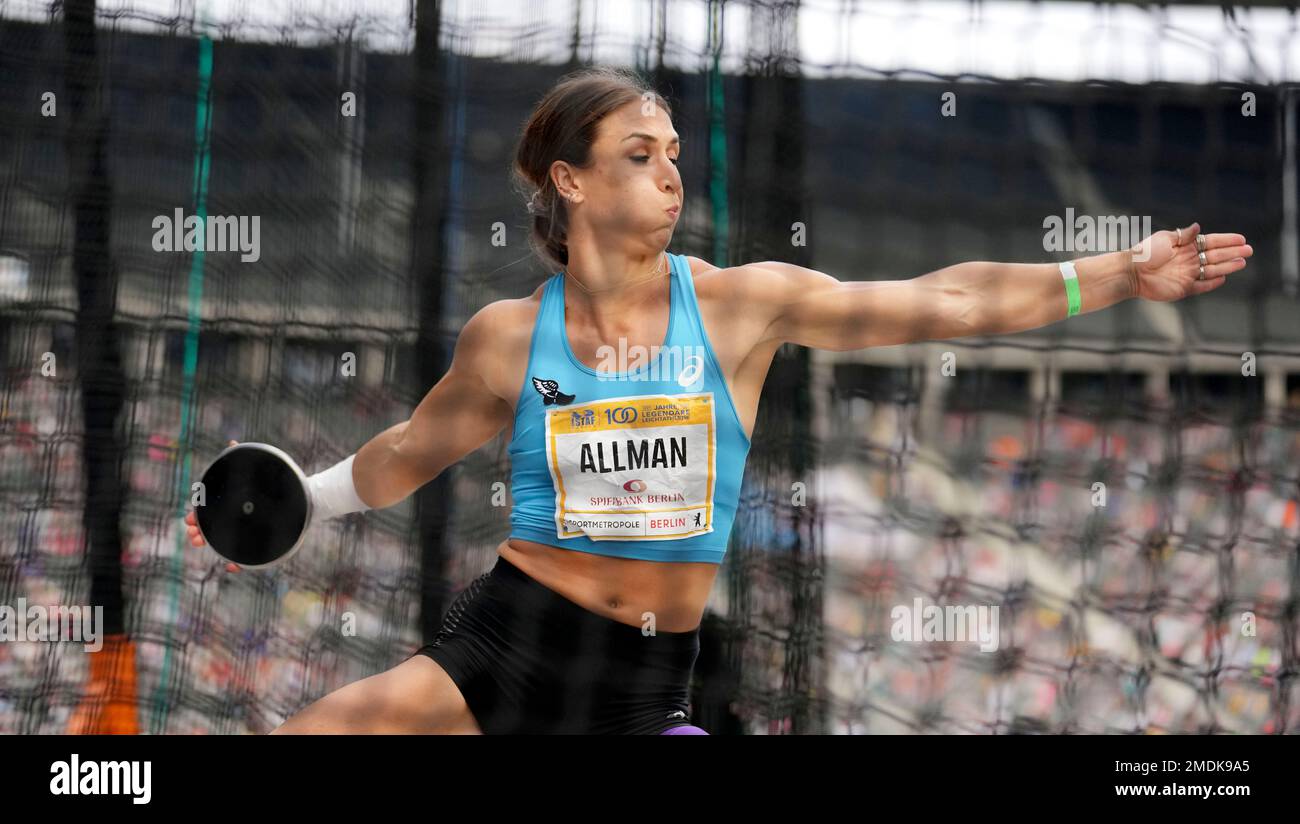 Valarie Allman of the USA competes in the women's discus throw during ...