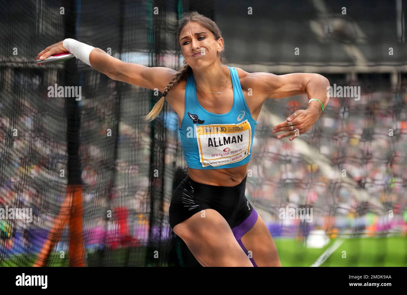 Valarie Allman of the USA competes in the women's discus throw during ...