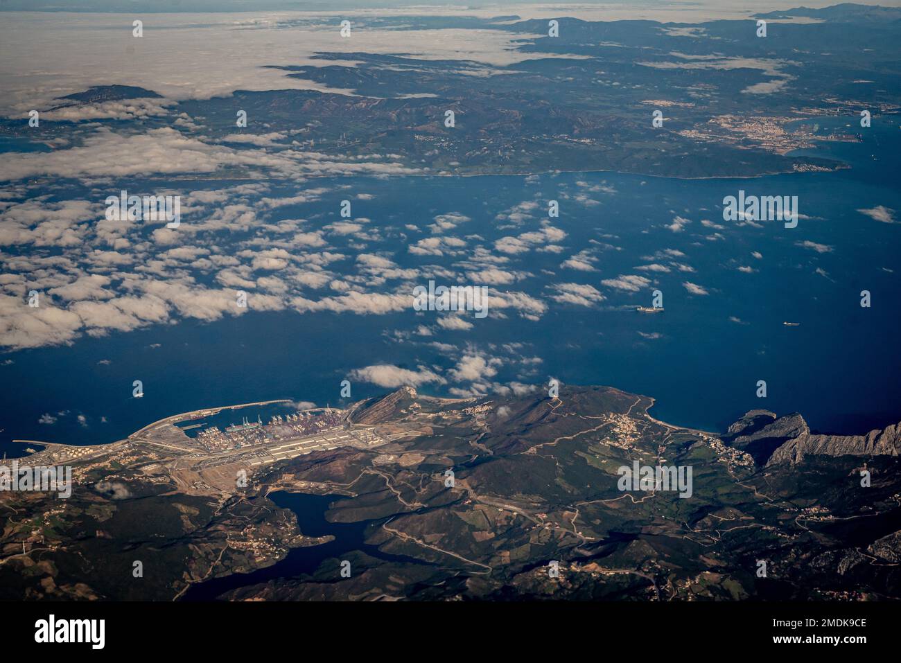 Tanger Med and Strait of Gibraltar aerial view Stock Photo - Alamy