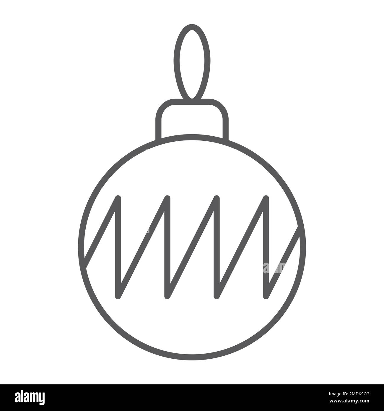 Christmas tree ball thin line icon, xmas and decoration, bauble sign ...