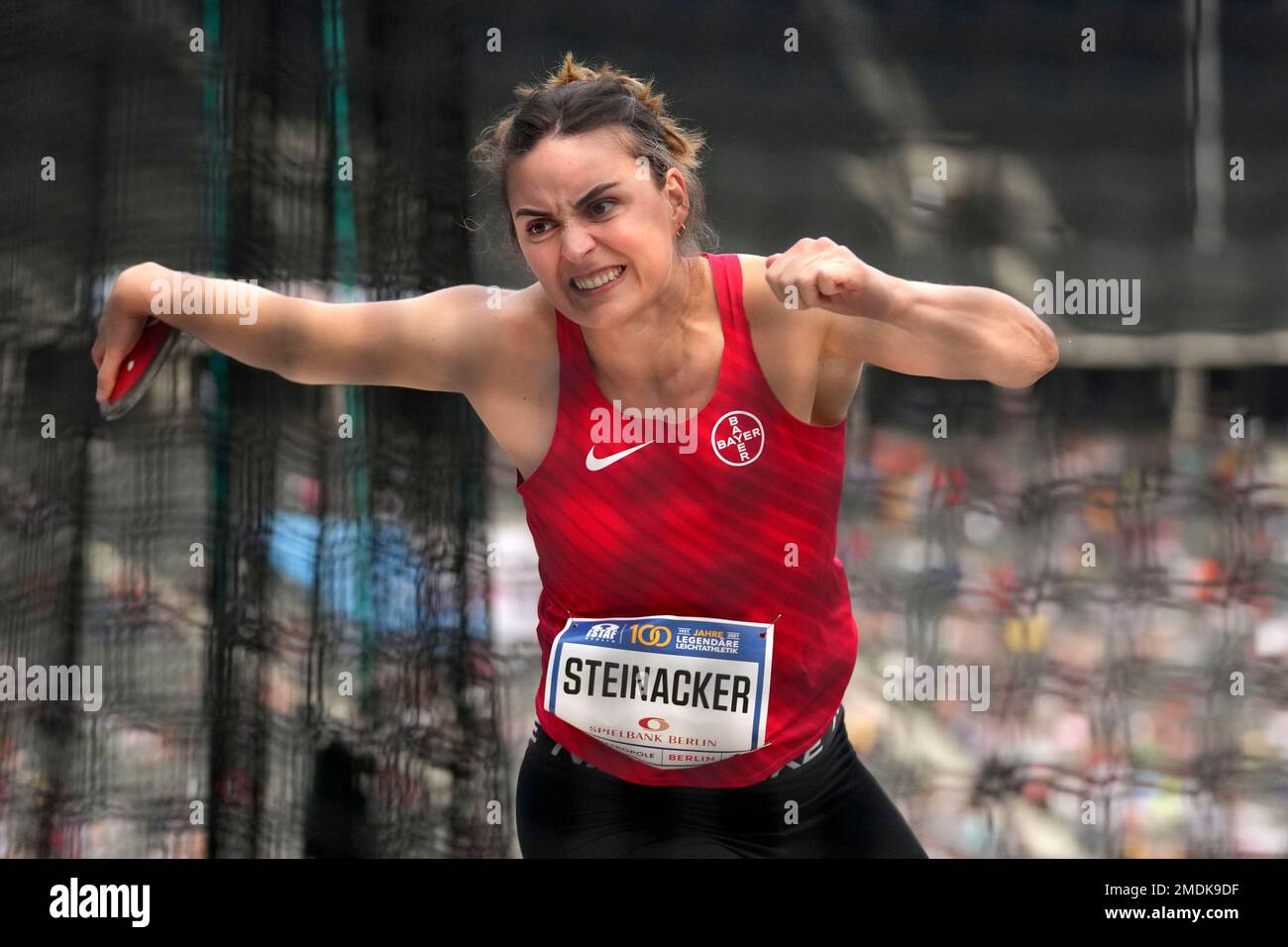 Marike Steinacker of Germany competes in the women's discus throw ...