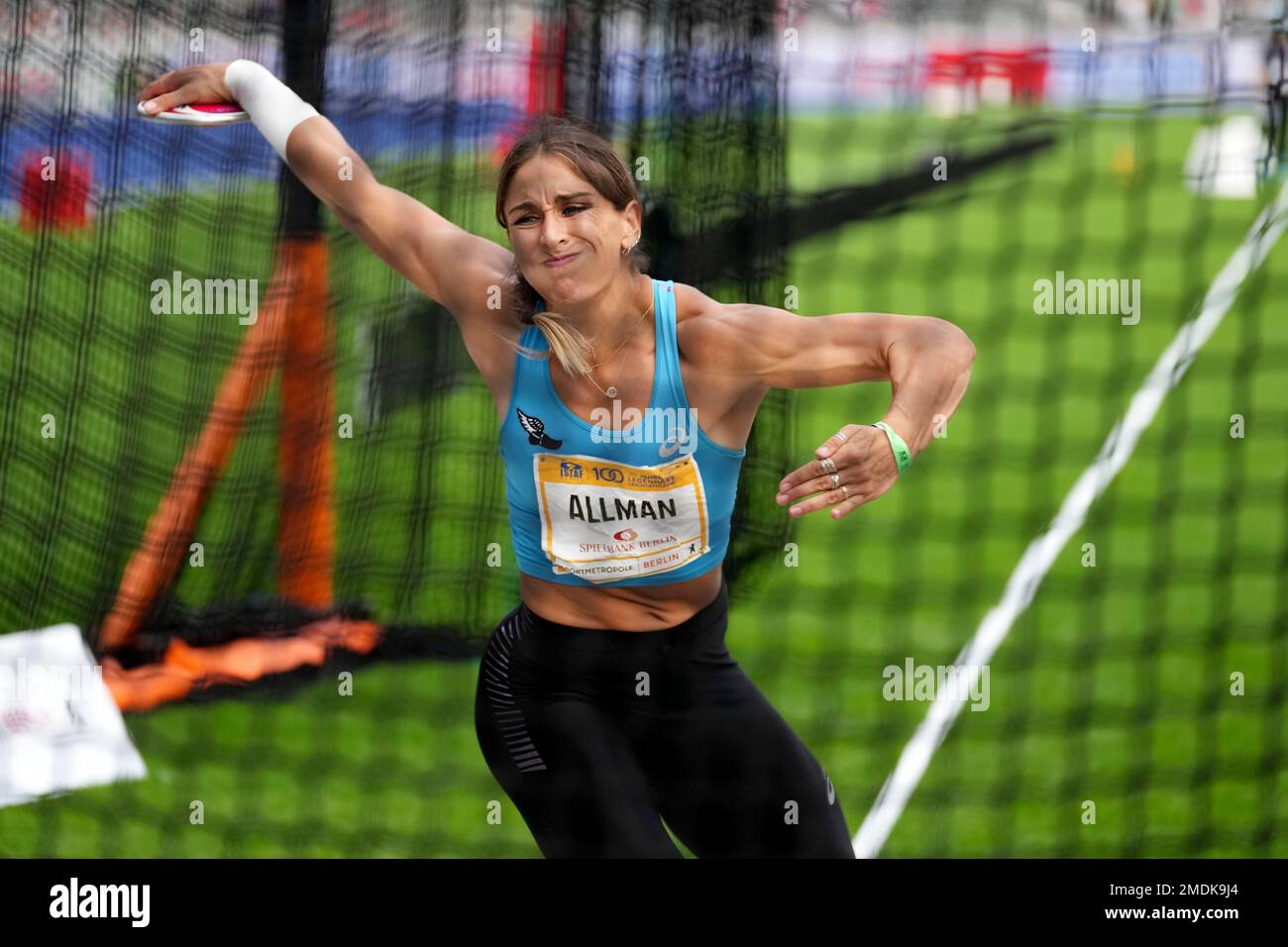 Valarie Allman of the USA competes in the women's discus throw during ...