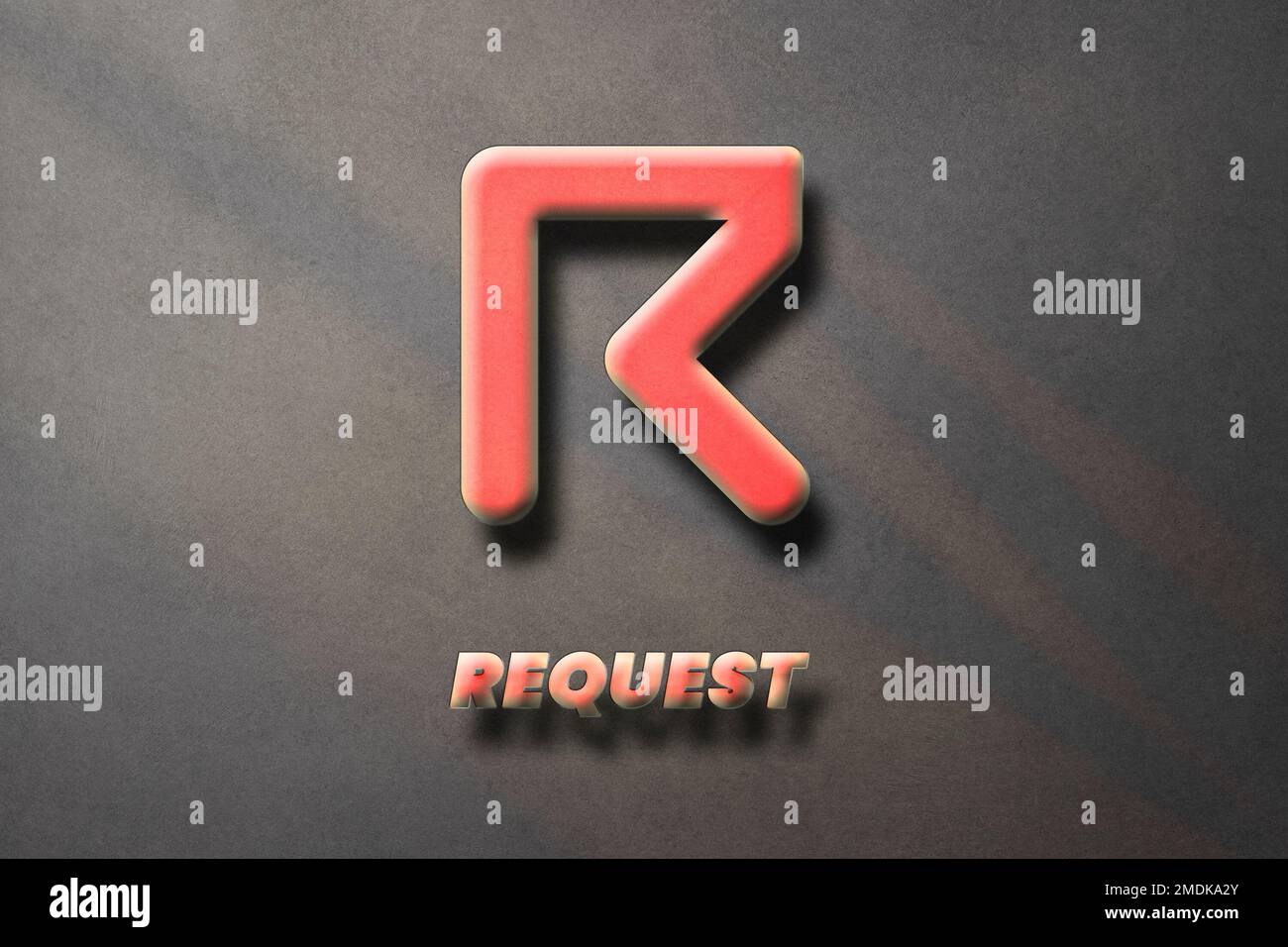 Request REQ Cryptocurrency 3D coin logo and symbol on brown background, Decentralized block ...