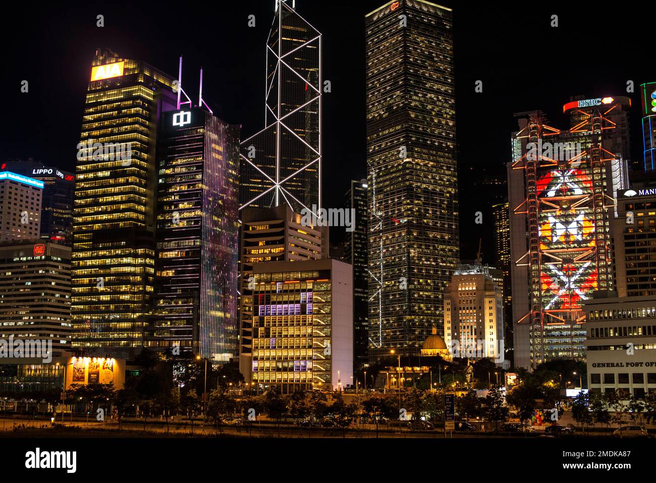 Hong Kong harbour at night Stock Photo - Alamy