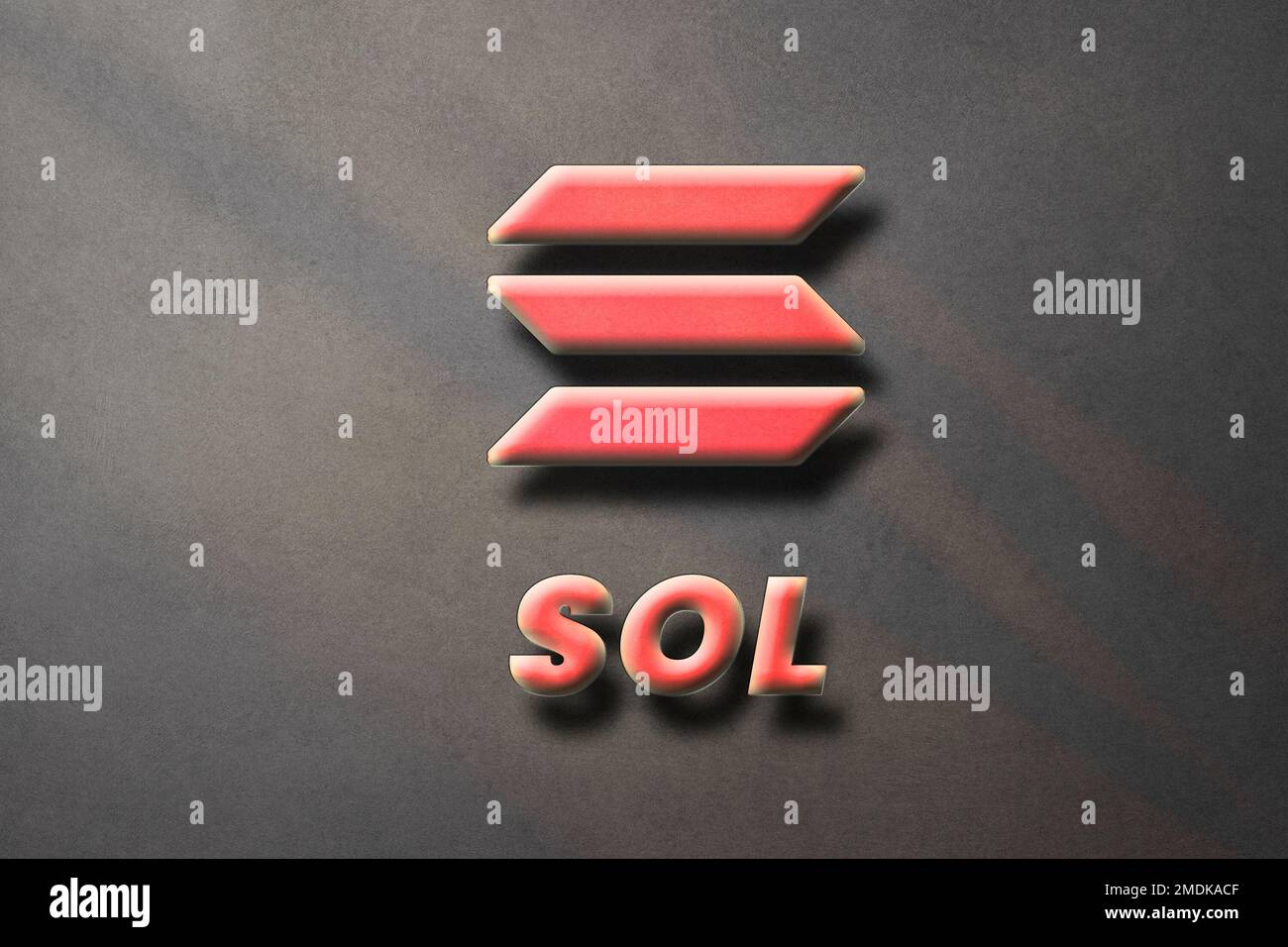 Solana SOL Cryptocurrency 3D coin logo and symbol on brown background ...