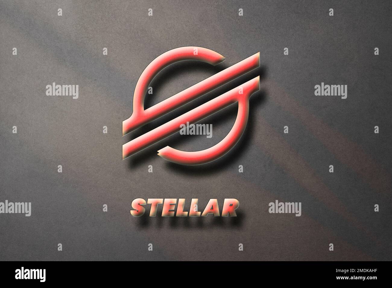 Stellar XLM Cryptocurrency 3D coin logo and symbol on brown background ...