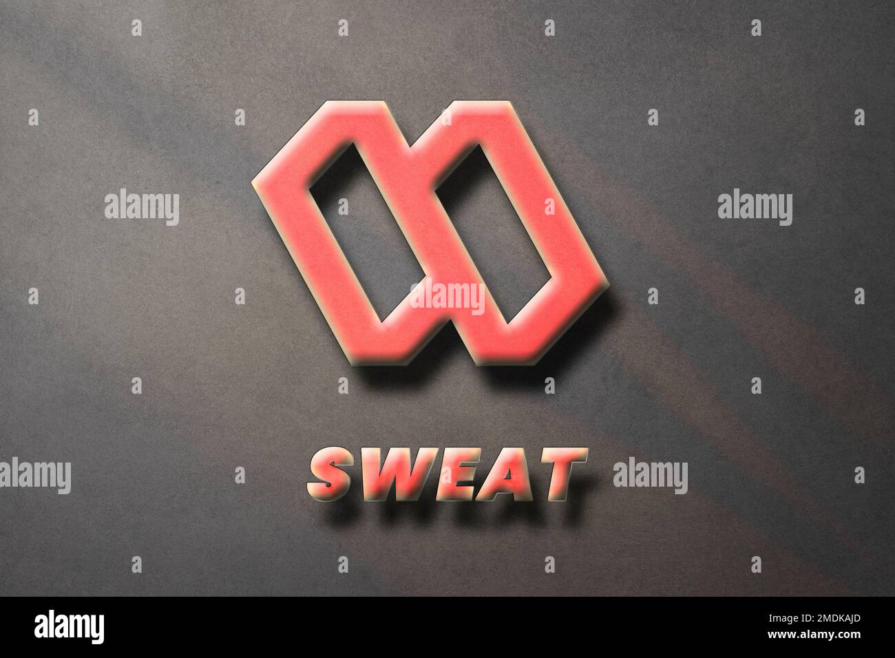 Sweat Economy Cryptocurrency 3D coin logo and symbol on brown ...