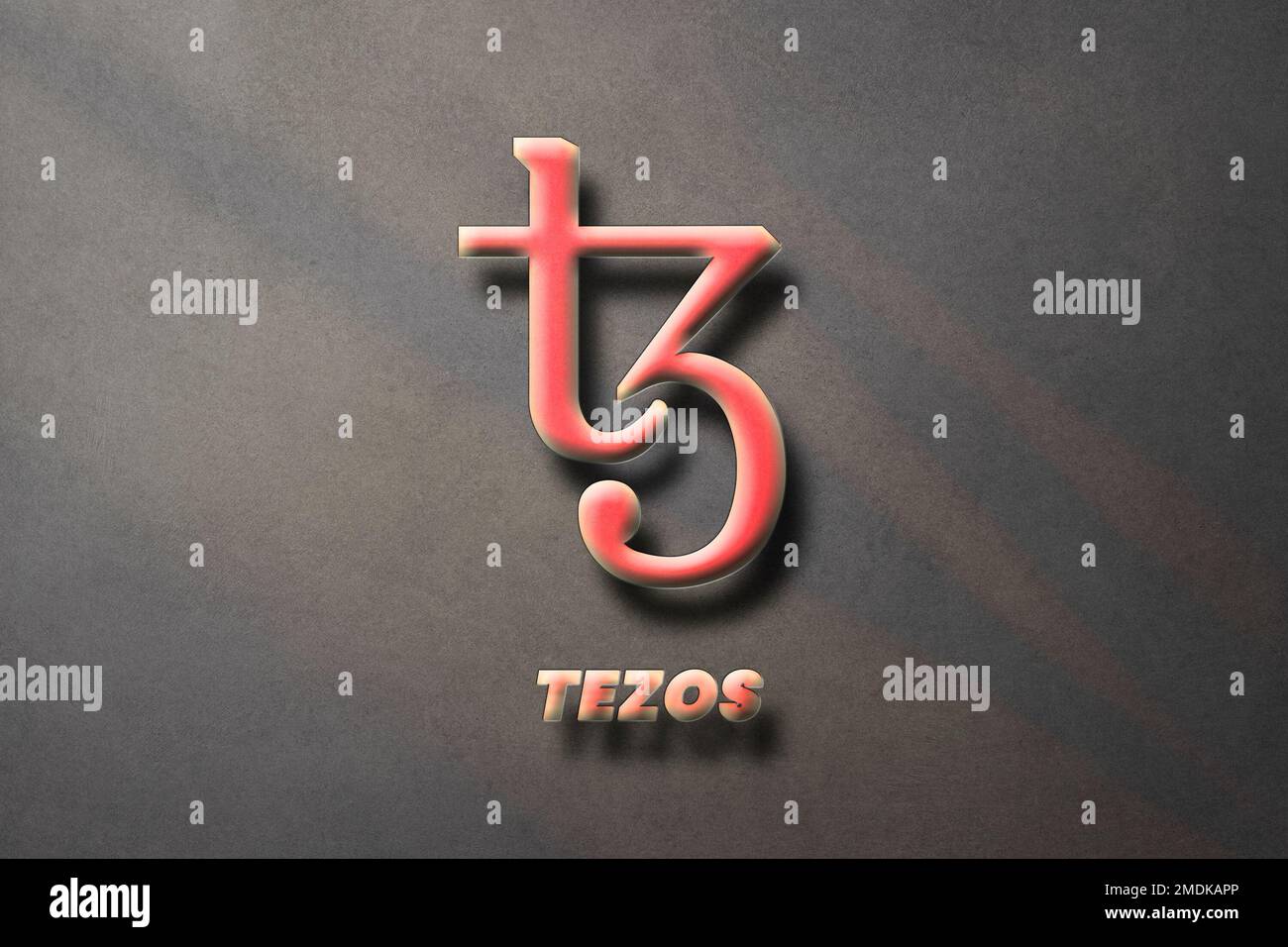 Tezos XTZ Cryptocurrency 3D coin logo and symbol on brown background ...