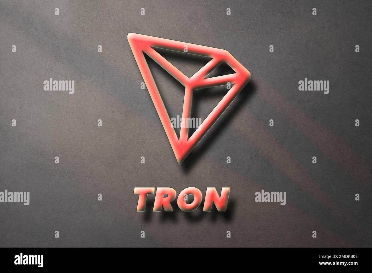 Tron TRX Cryptocurrency 3D coin logo and symbol on brown background ...