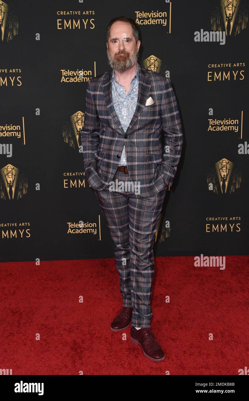Brendan Hunt poses in the press room on night one of the Creative Arts ...