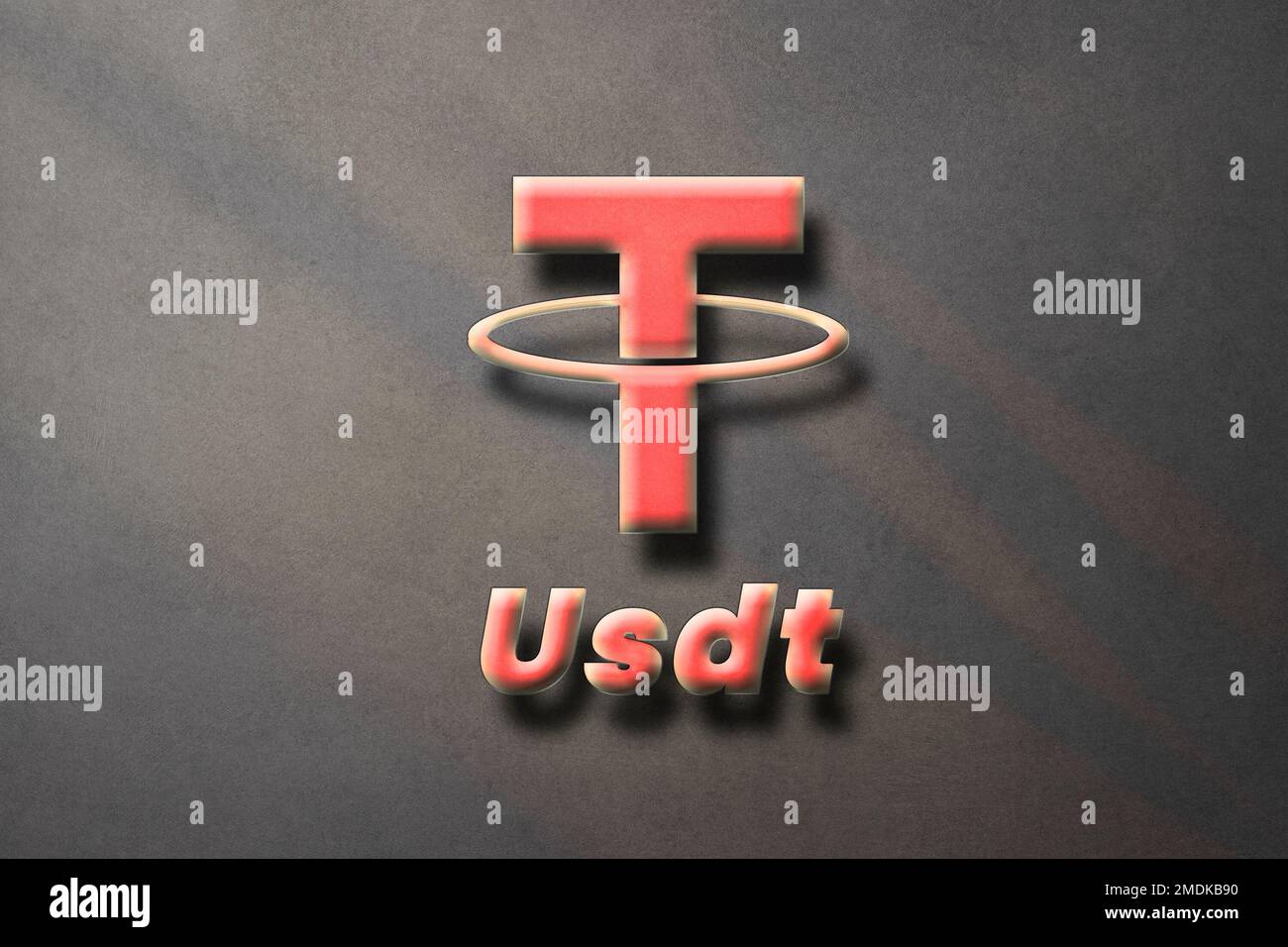 Tether USDT Cryptocurrency 3D coin logo and symbol on brown background ...