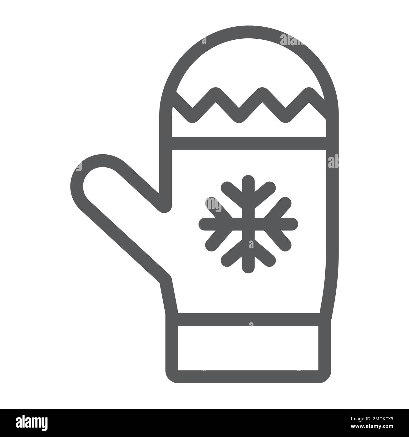 Mitten line icon, winter and clothes, glove sign, vector graphics, a ...