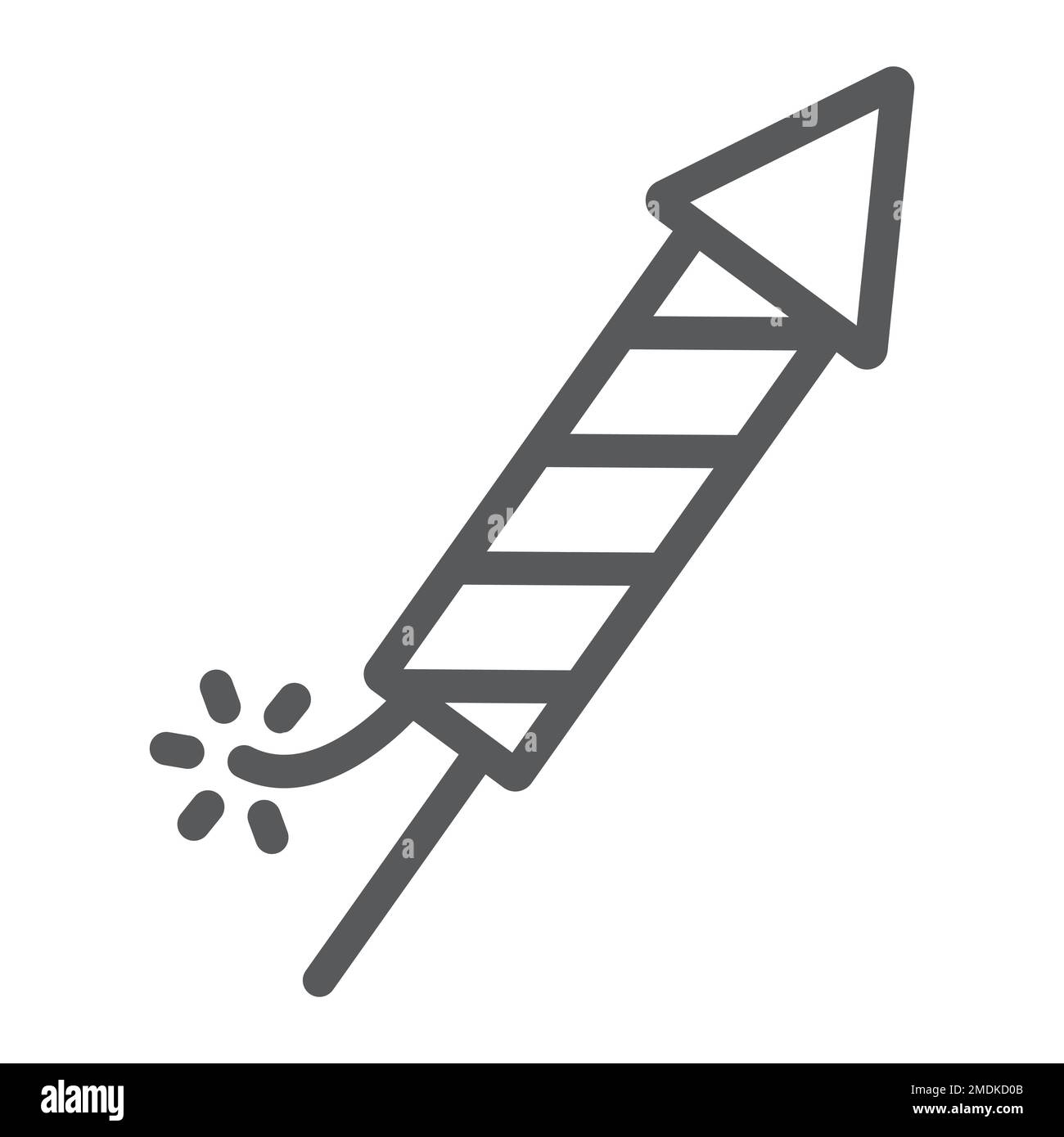 Fireworks rocket line icon, party and celebration, rocket sign, vector ...