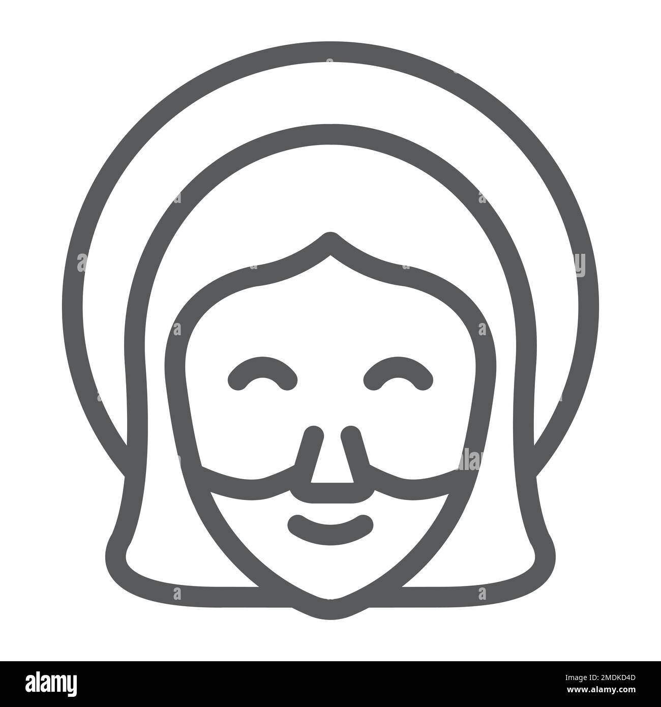 Jesus line icon, portrait and christ, god sign, vector graphics, a ...