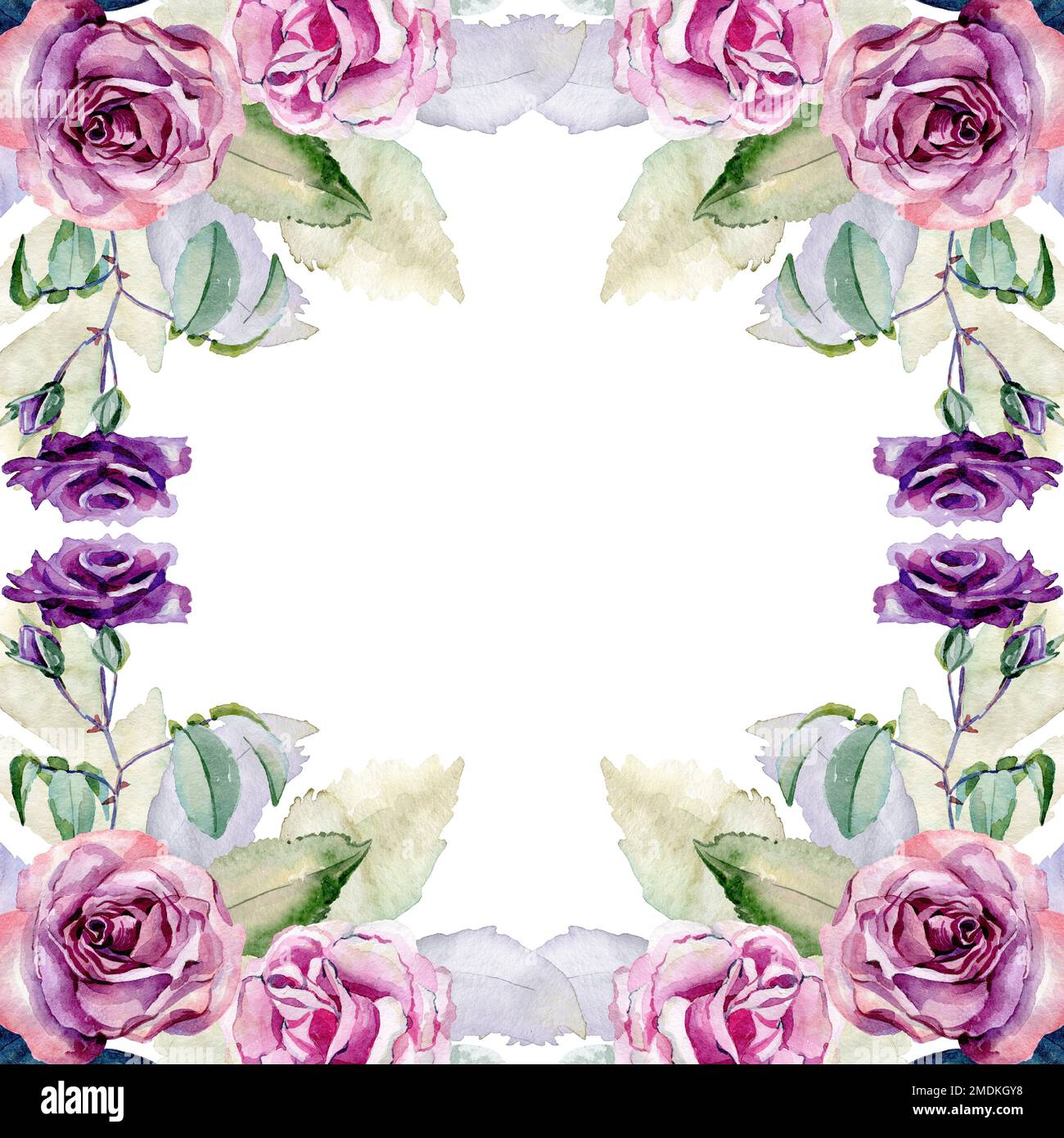 watercolor bouquet of roses Stock Photo - Alamy