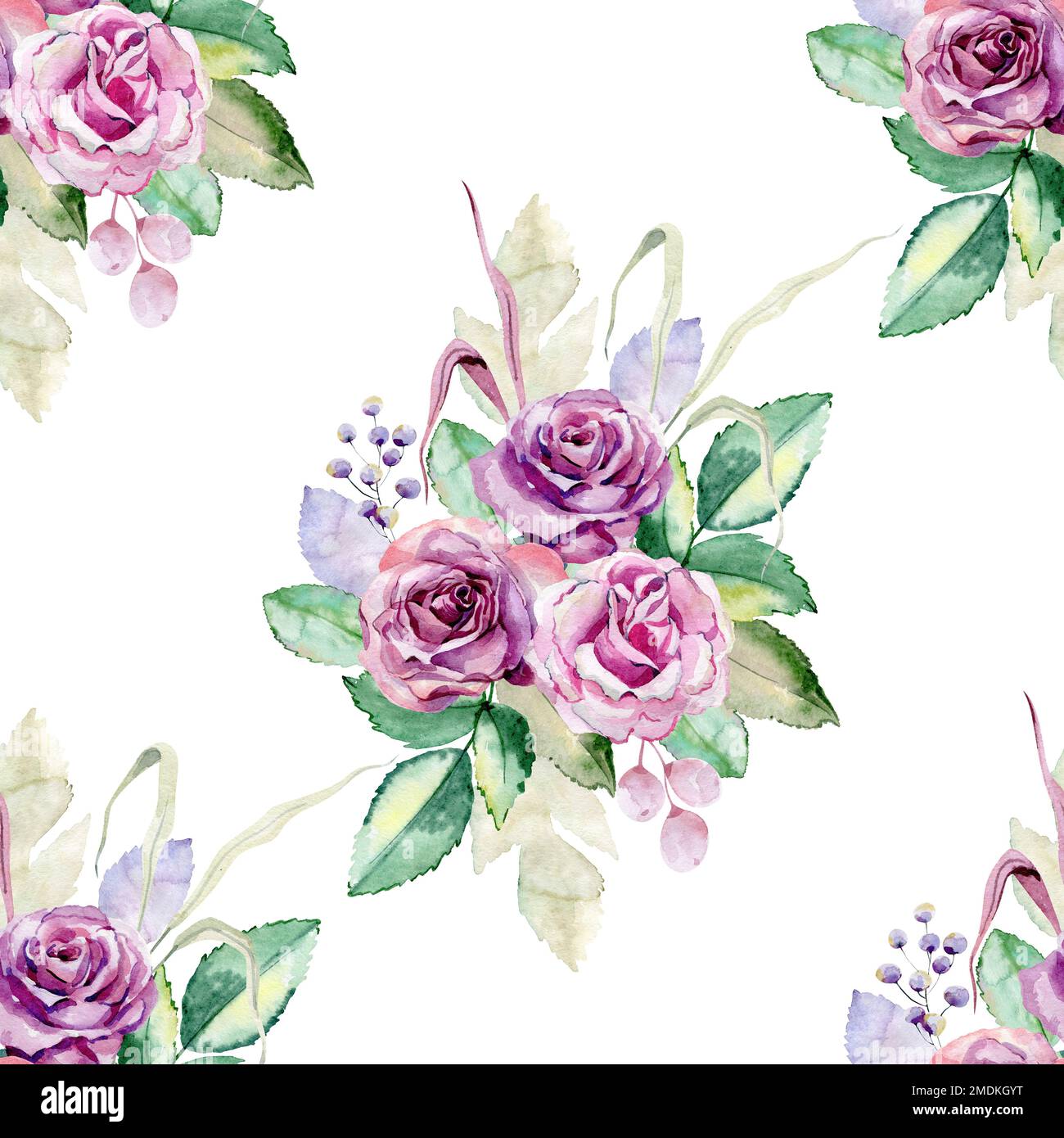 watercolor bouquet of roses Stock Photo - Alamy