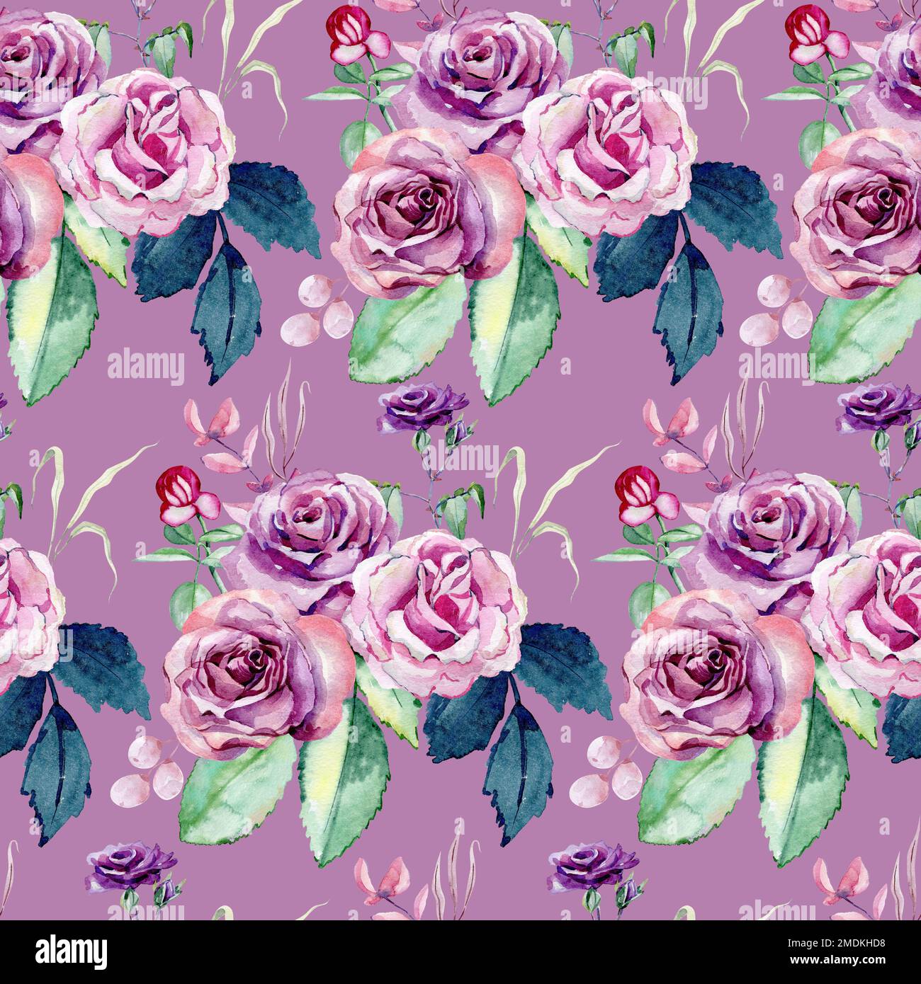 watercolor bouquet of roses Stock Photo - Alamy