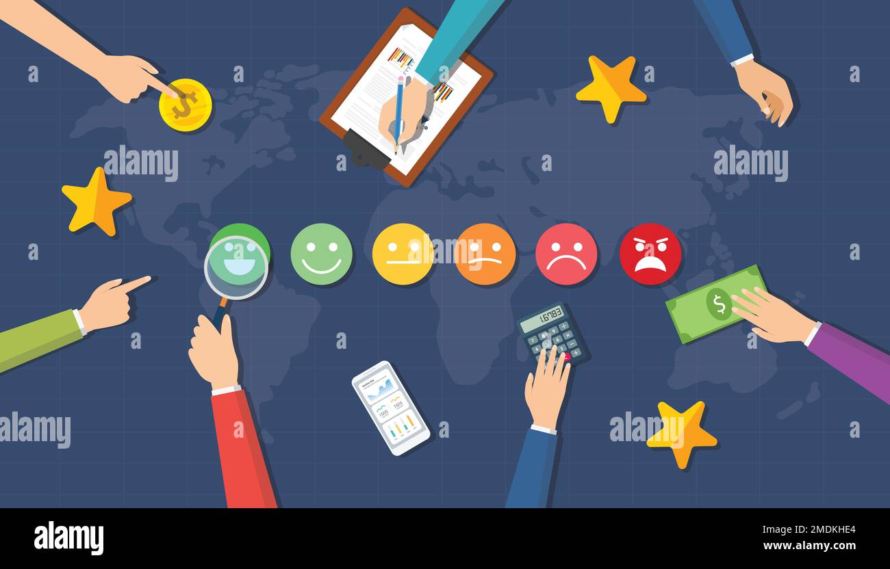 smile rating survey customer satisfaction concept analysis with hand ...