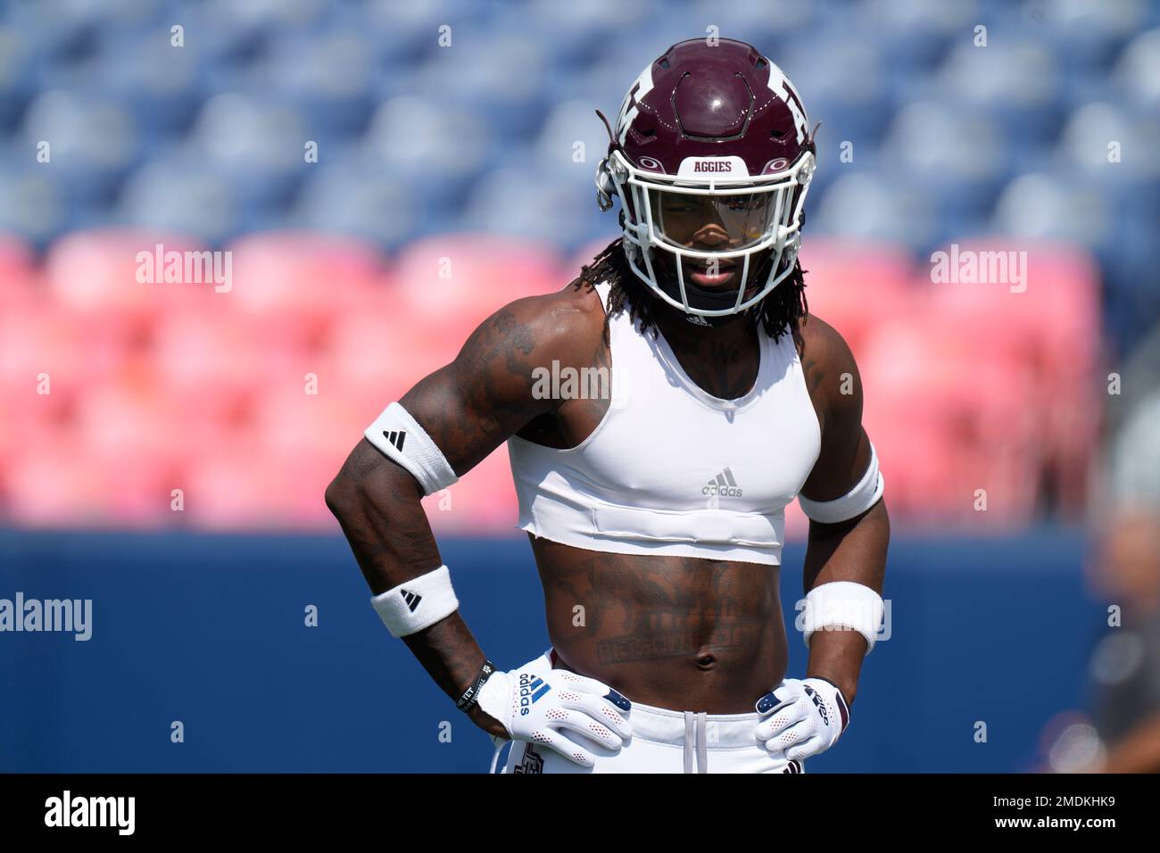 Texas A&M linebacker Edgerrin Cooper is seen before the first half of ...