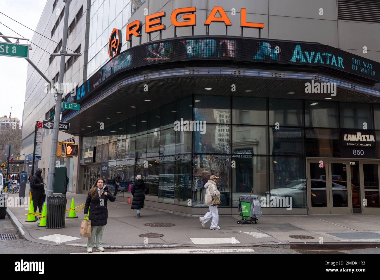 New York, United States. 22nd Jan, 2023. People walk by the Regal ...