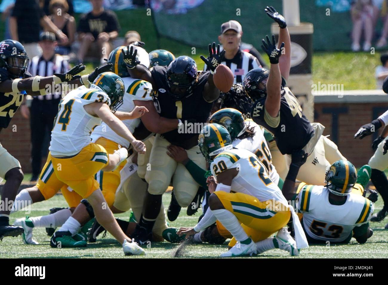 Norfolk State place kicker Josh Nardone kicks a field goal against the ...