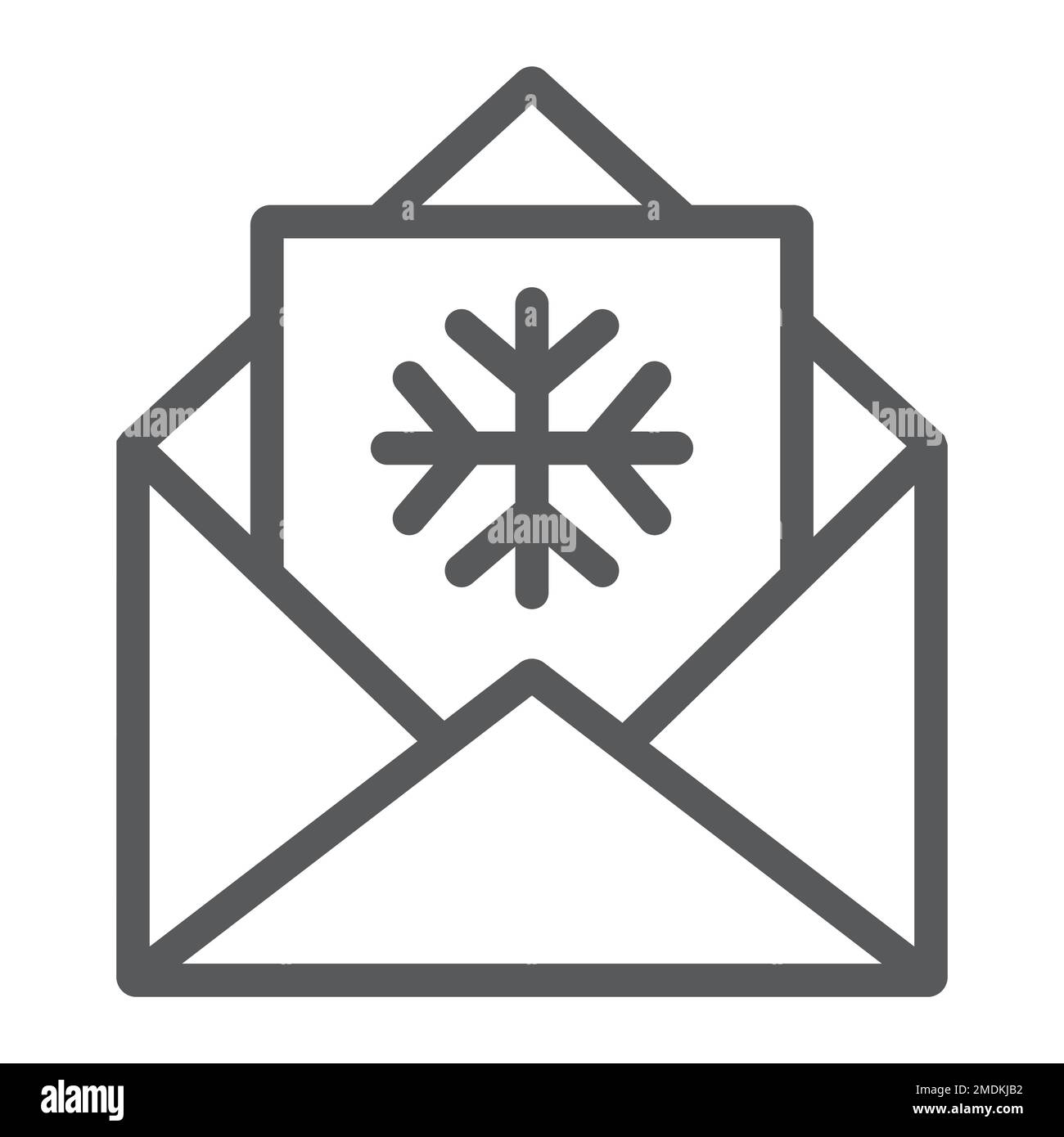 Letter to Santa line icon, envelope and christmas, good wishes sign ...