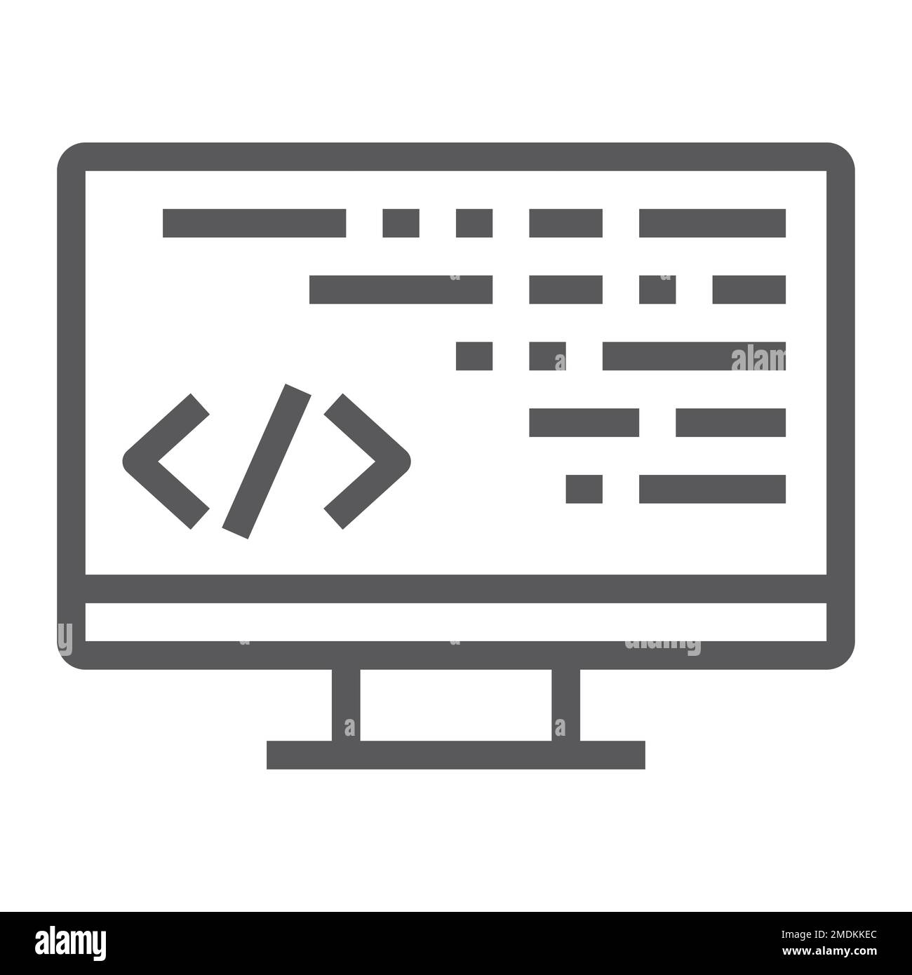 Coding Line Icon Programming And Development Computer Sign Vector Graphics A Linear Pattern