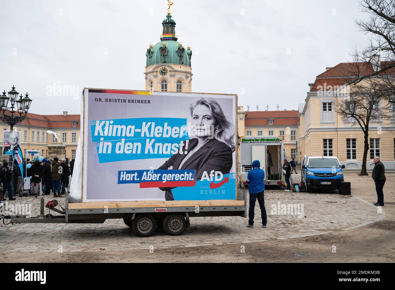 21.01.2023, Berlin, Germany, Europe - Mobile billboard with an election ...