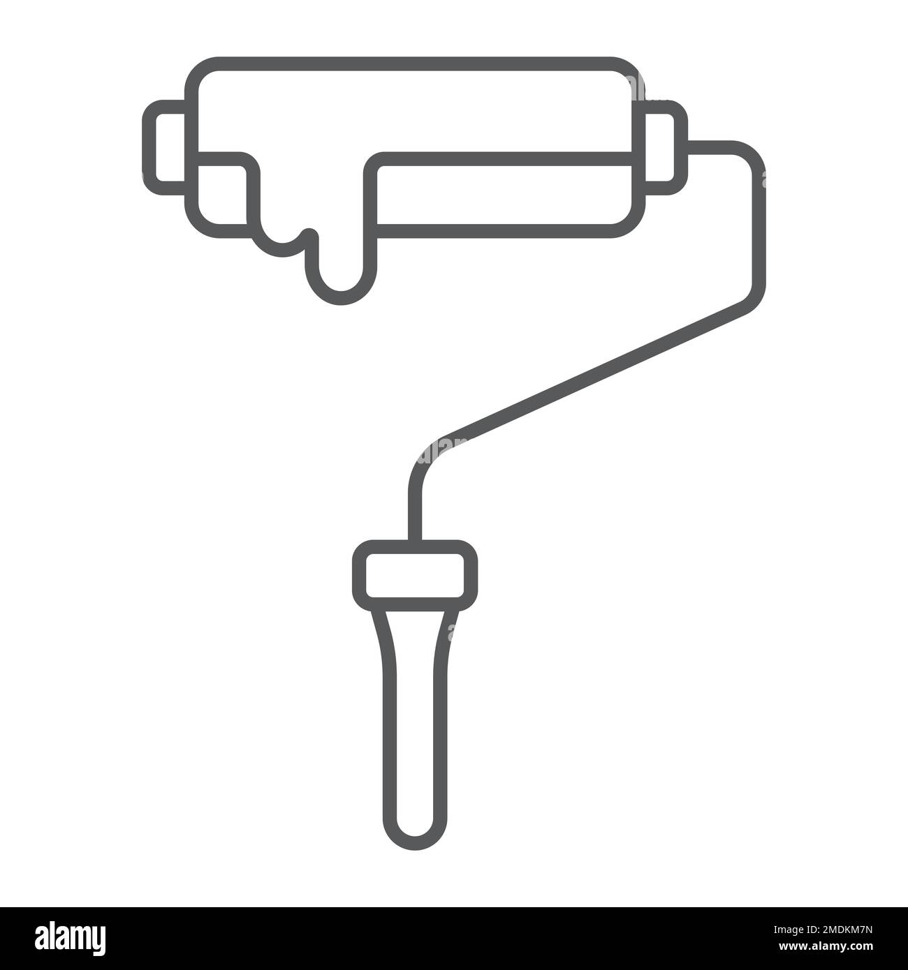 Paint roller thin line icon, tool and roll, painter sign, vector ...
