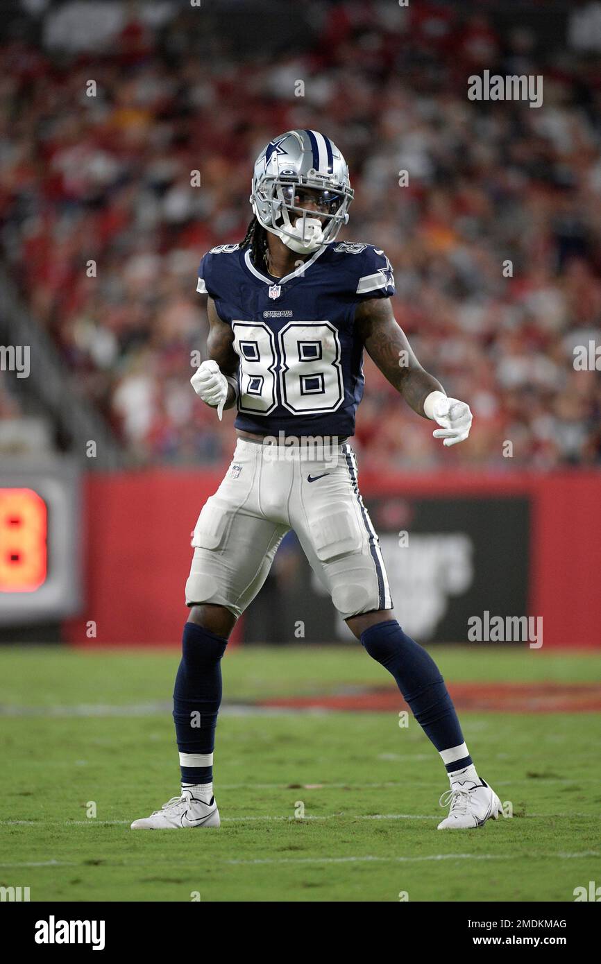 Dallas Cowboys wide receiver CeeDee Lamb (88) sets up for a play during ...