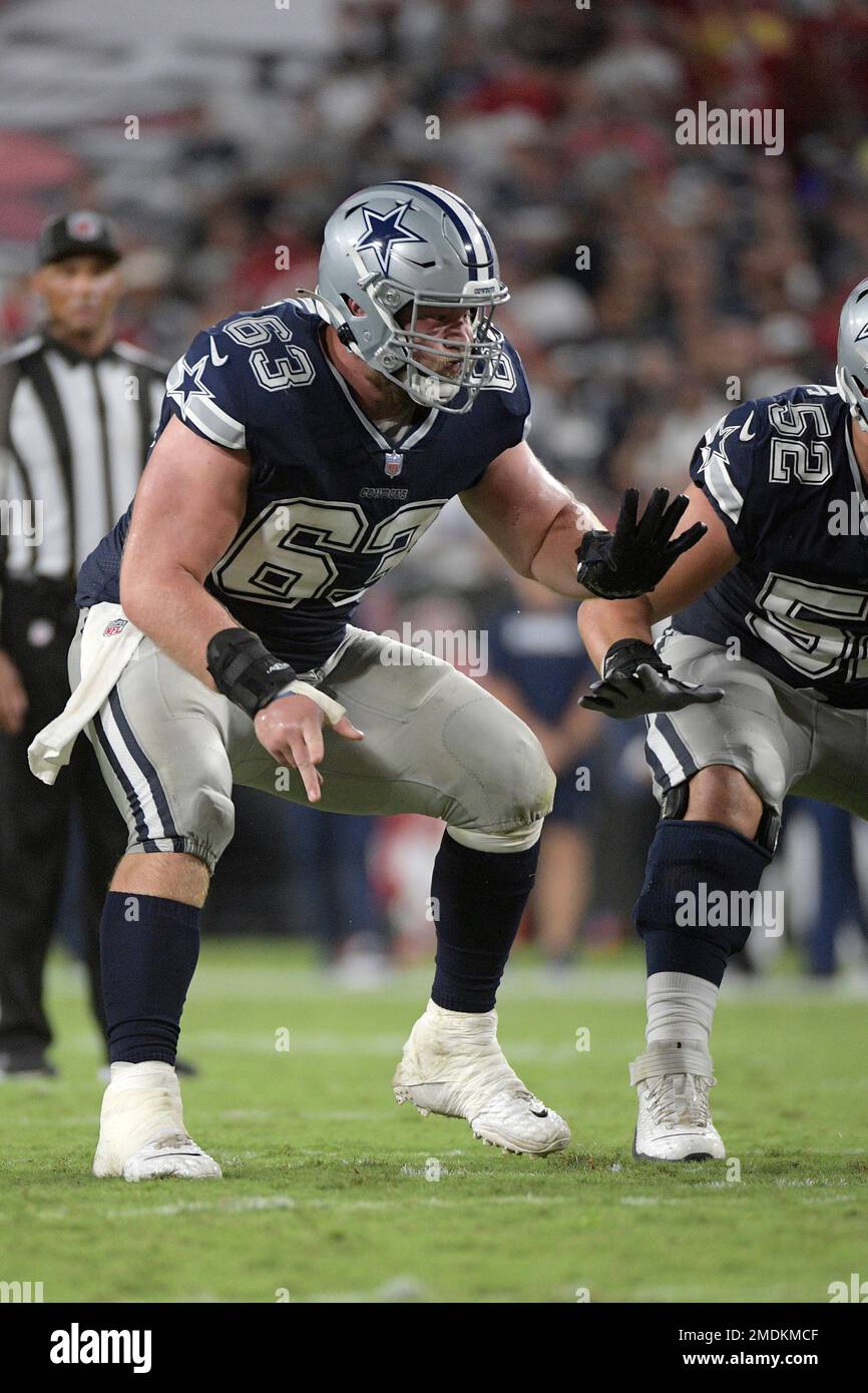 Dallas Cowboys center Tyler Biadasz (63) sets up to block during the ...
