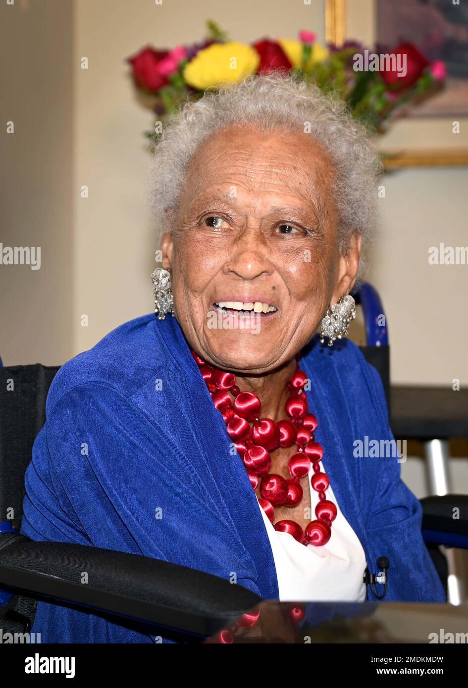 Romay Davis smiles during an interview July 26, 2022, in Montgomery ...
