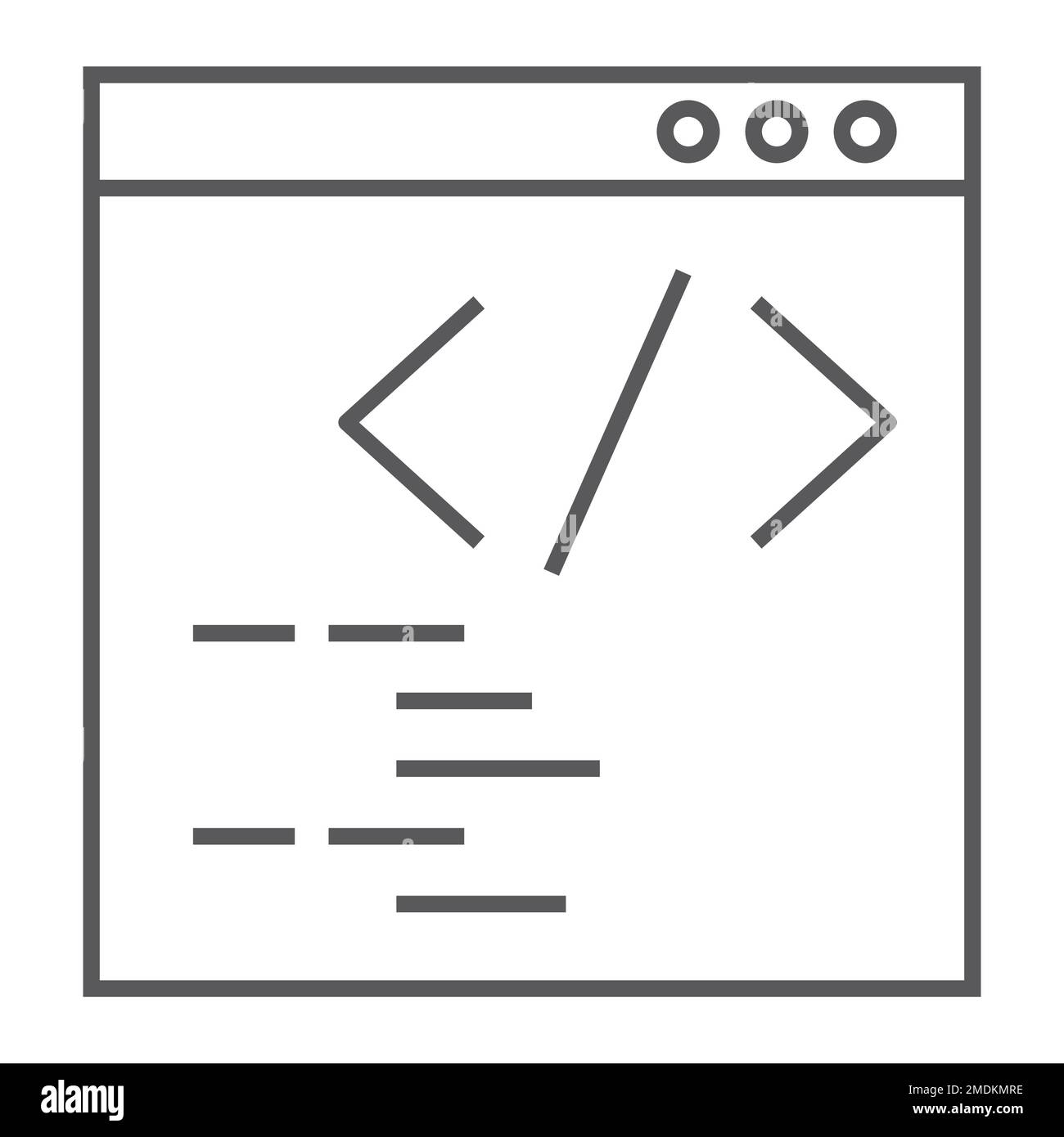 Programming thin line icon, website and development, browser sign, vector graphics, a linear ...