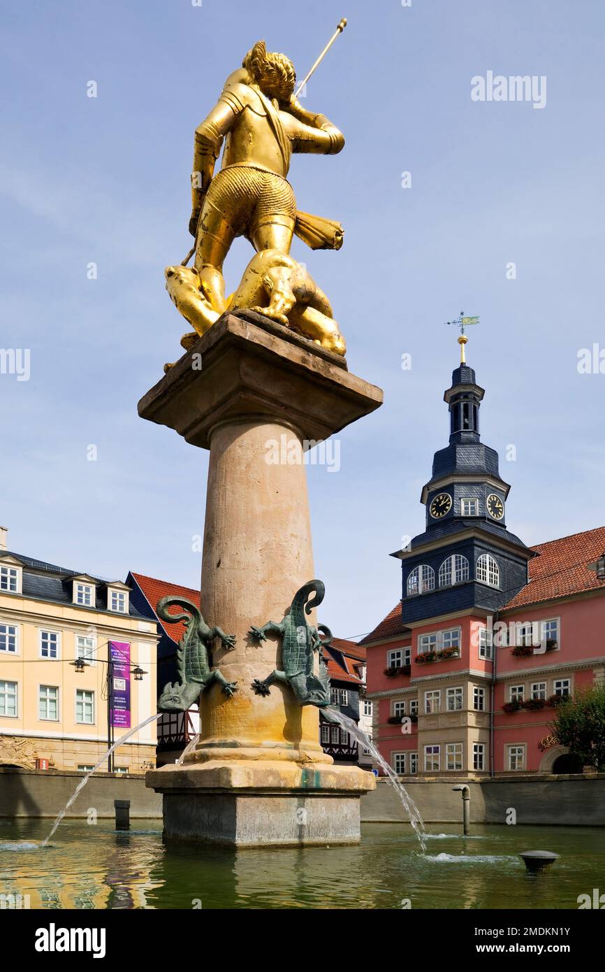 St. George's Fountain on the market square, St. George's Church in the ...