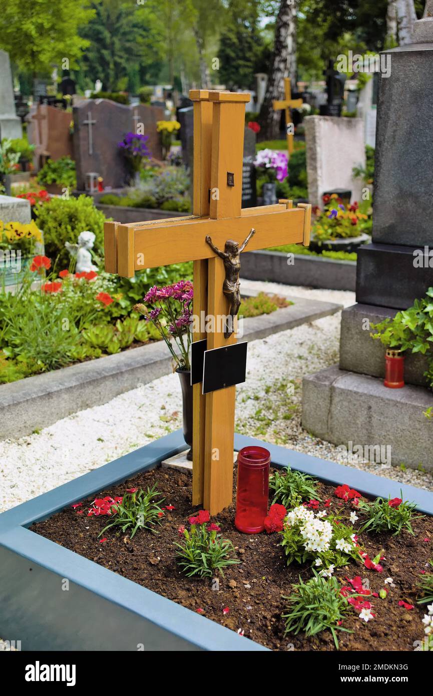 new grave in a cemetery, Austria Stock Photo - Alamy