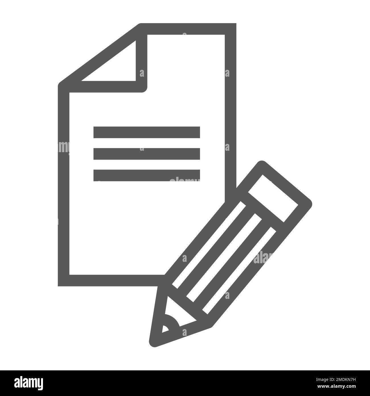 Copywriting line icon, blog and content, writer sign, vector graphics ...