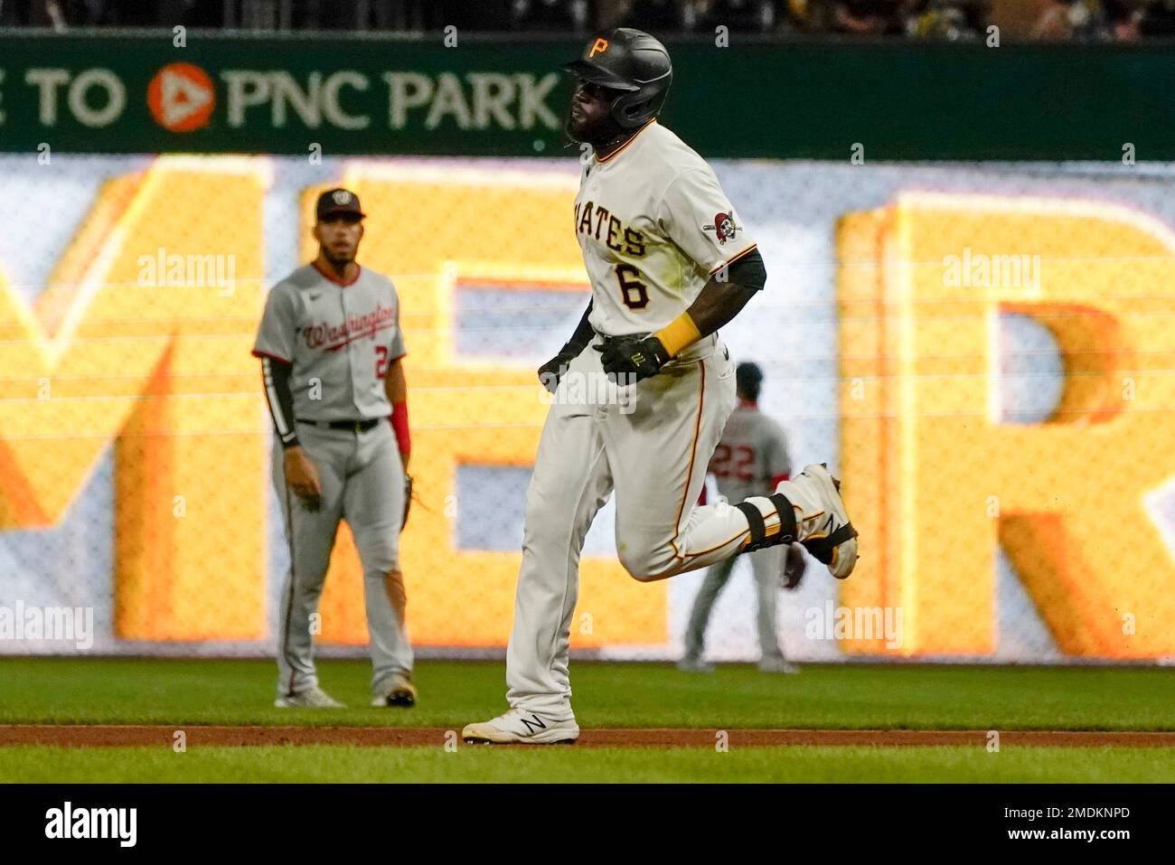 Pittsburgh Pirates' Anthony Alford (6) rounds the base after hitting a ...
