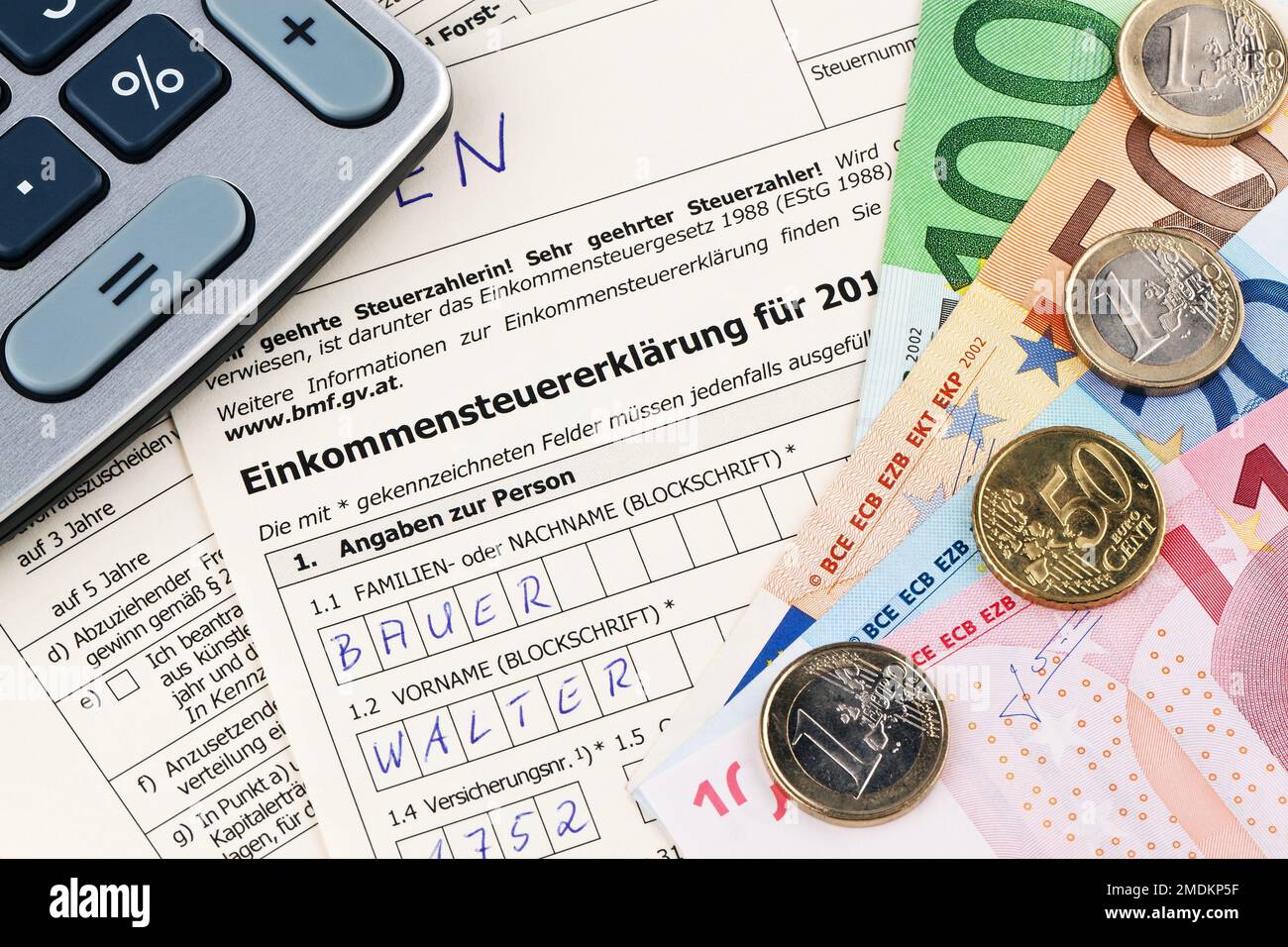 income tax return, Austria Stock Photo - Alamy