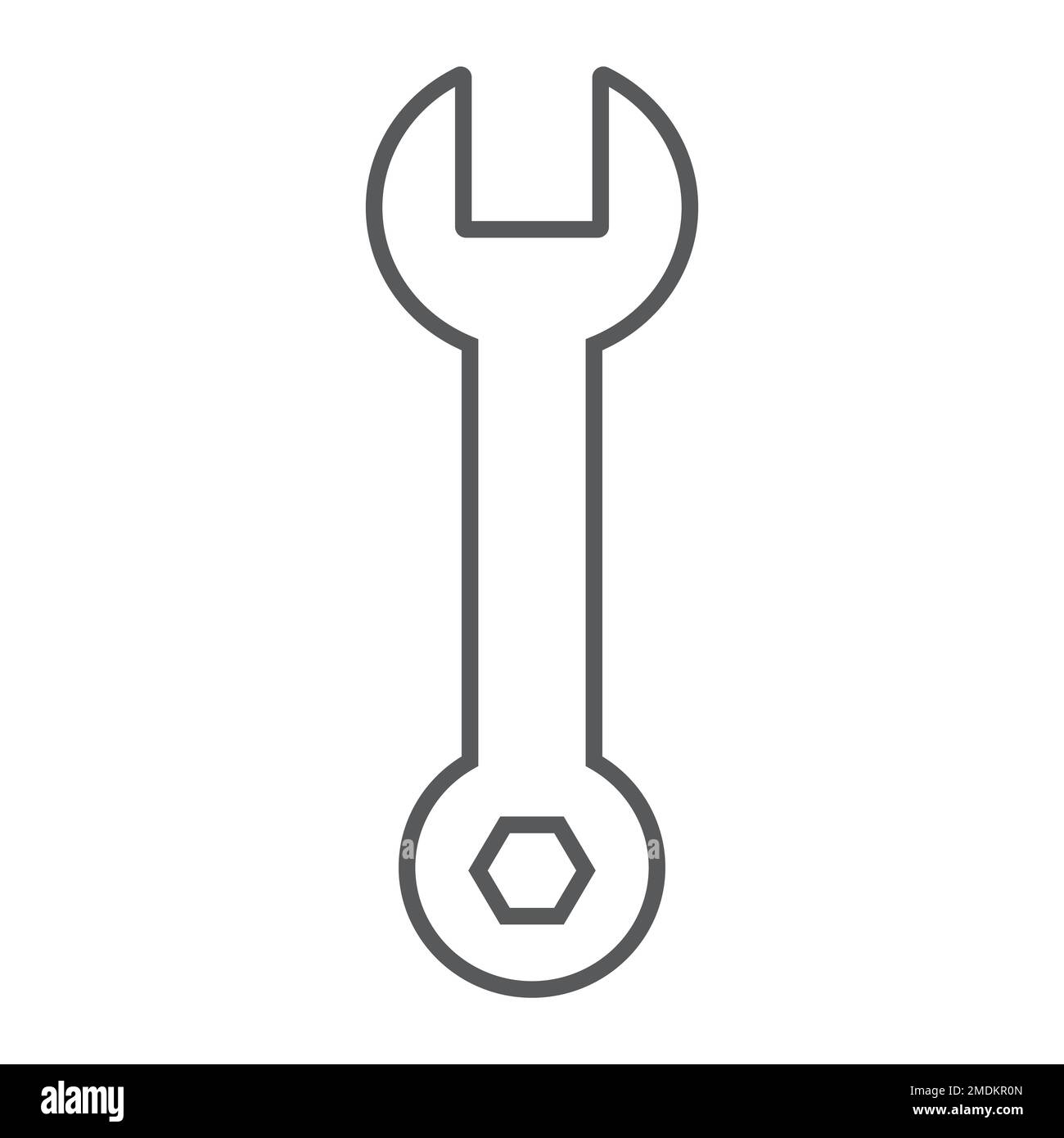 Wrench thin line icon, tool and repair, spanner sign, vector graphics ...