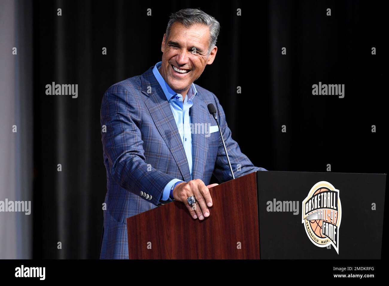 Class of 2021 inductee Jay Wright speaks at a news conference for the ...