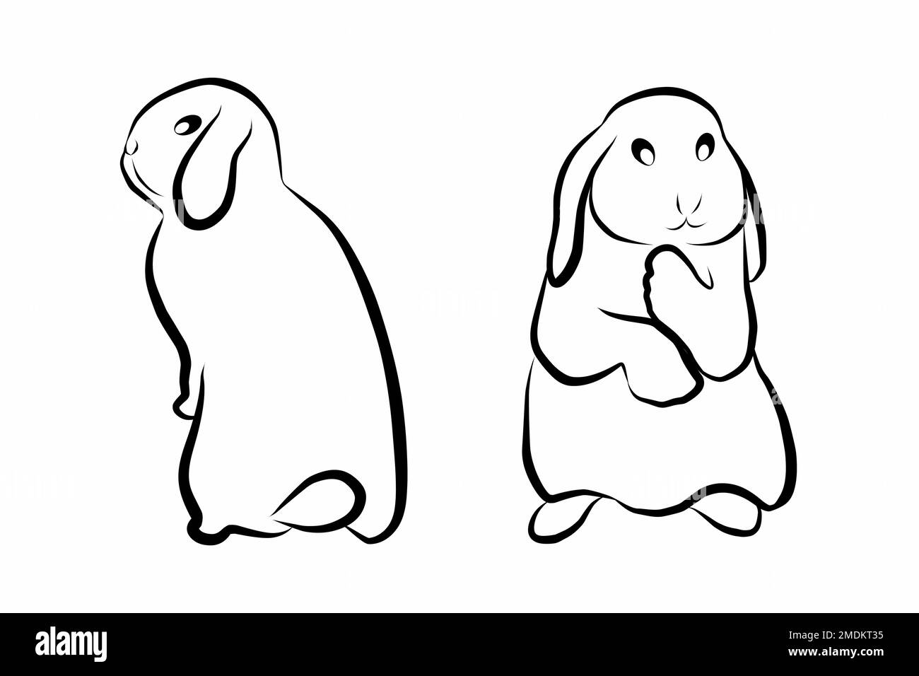 Decorative cute bunny hand drawn vector illustration isolated on white ...