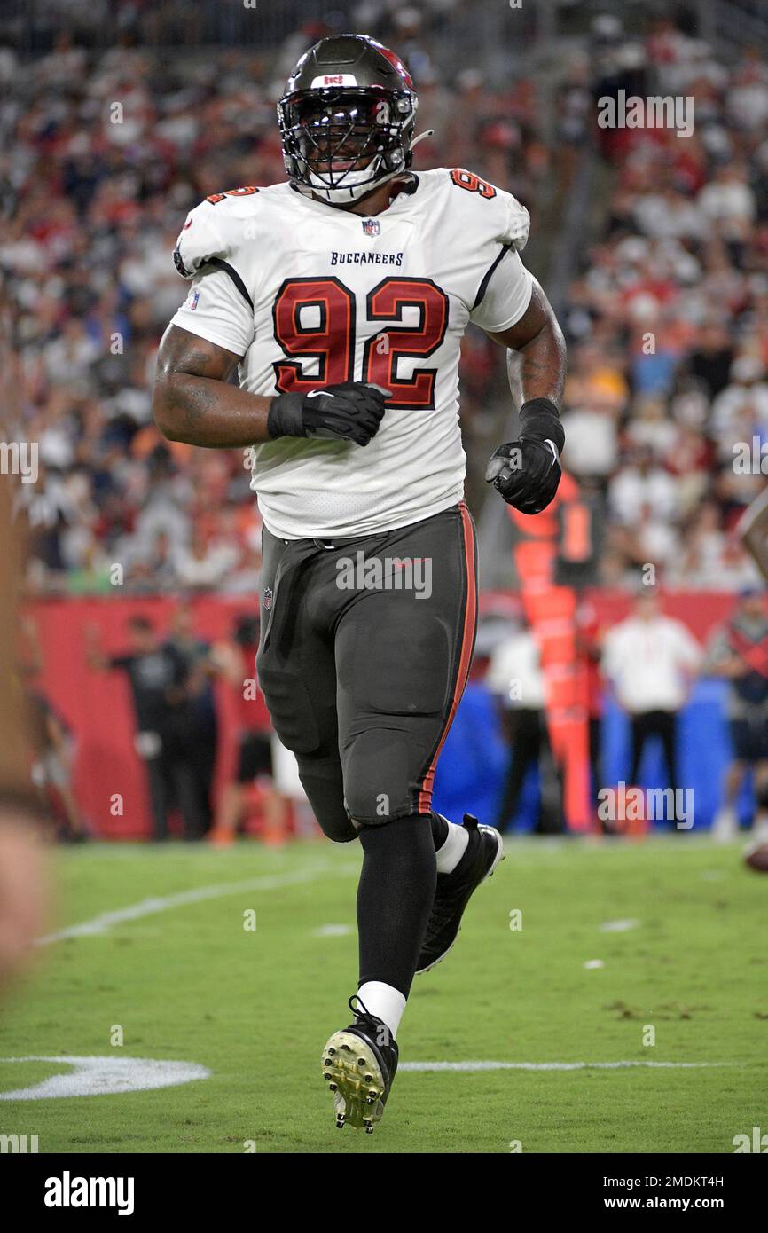 Tampa Bay Buccaneers defensive tackle William Gholston (92) jogs off ...