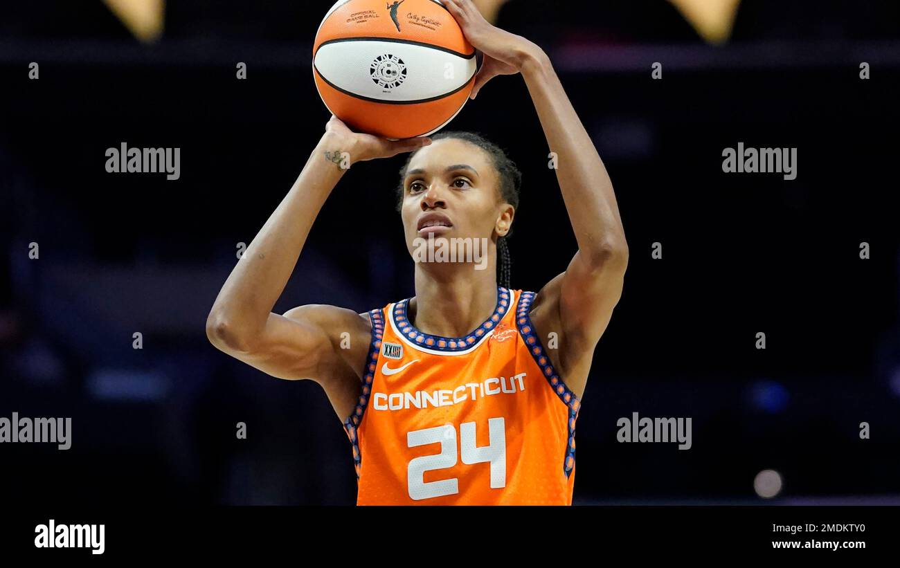 Connecticut Sun forward DeWanna Bonner (24) shoots a free-throw during ...
