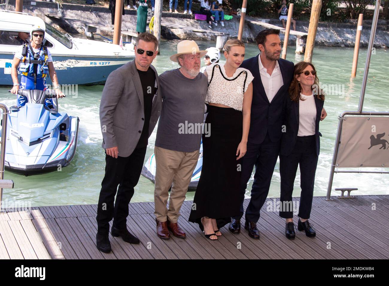 Matt Damon, from left, Ridley Scott, Jodie Comer and Ben Affleck pose ...