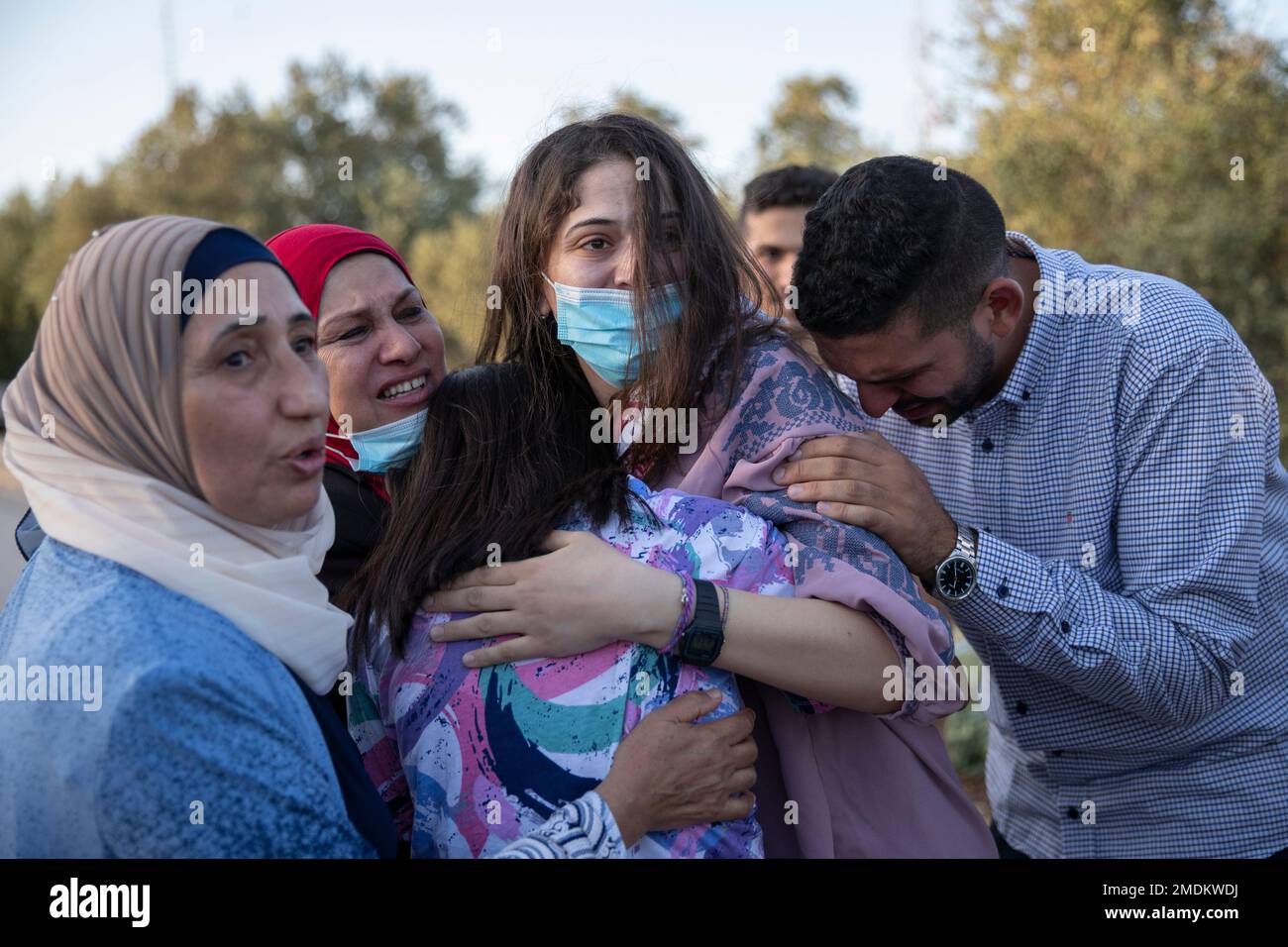 Family members and friends of released Palestinian prisoner Layan Kayed ...